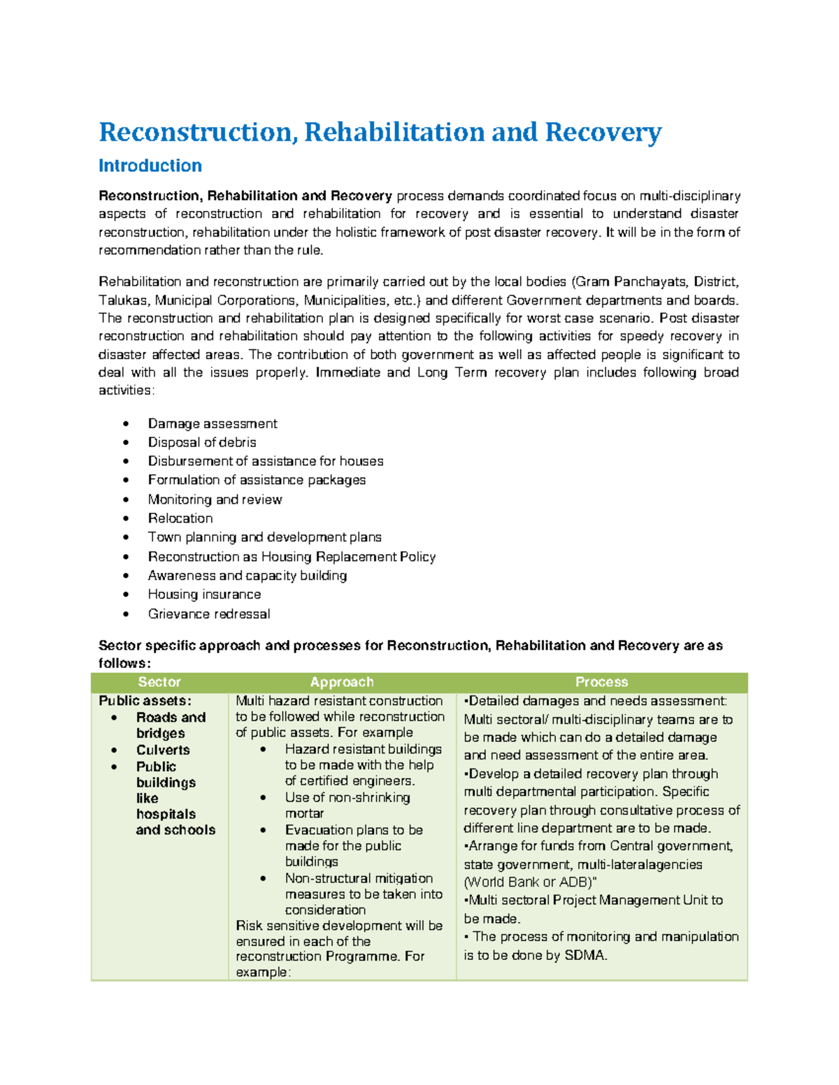 Reconstruction, Rehabilitation and Recovery - Reconstruction ...