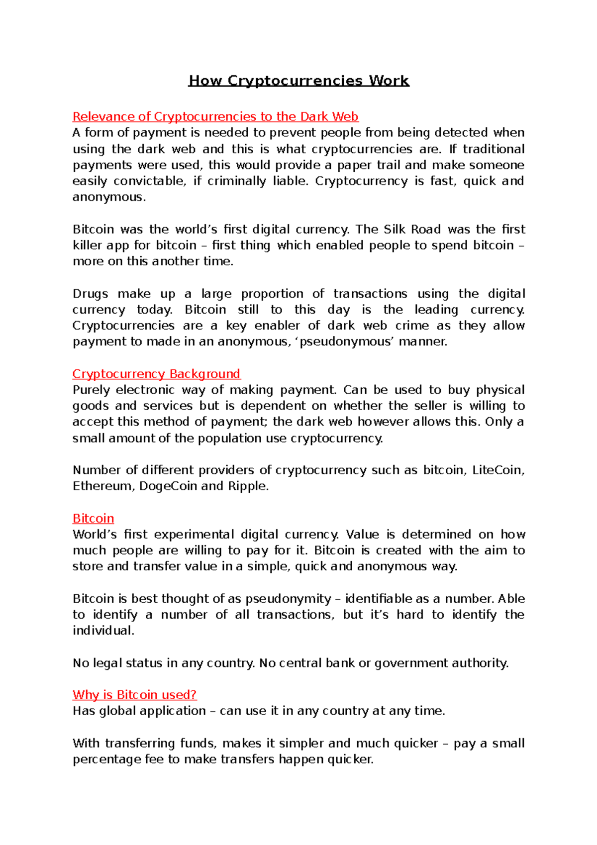 How Cryptocurrencies Work - How Cryptocurrencies Work Relevance of ...