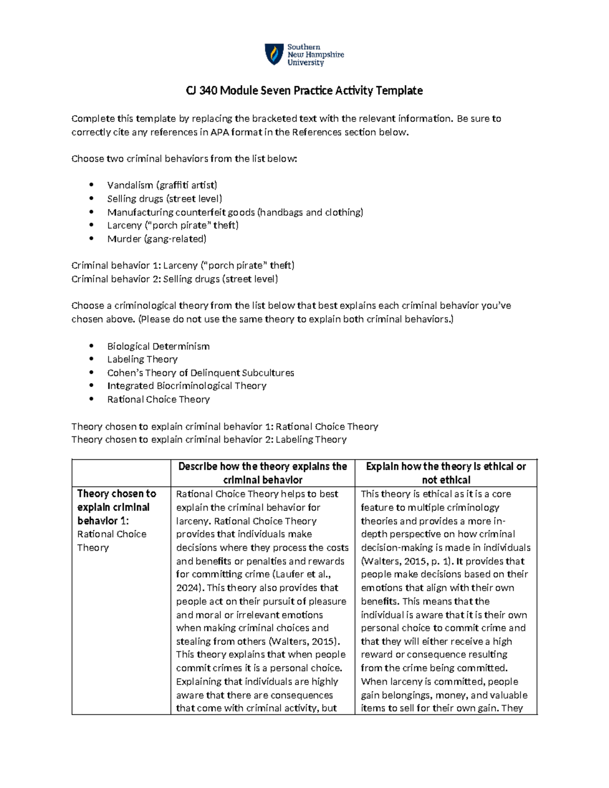 Brook Wennerholt CJ 340 Module Seven Practice Activity - CJ 340 Module ...