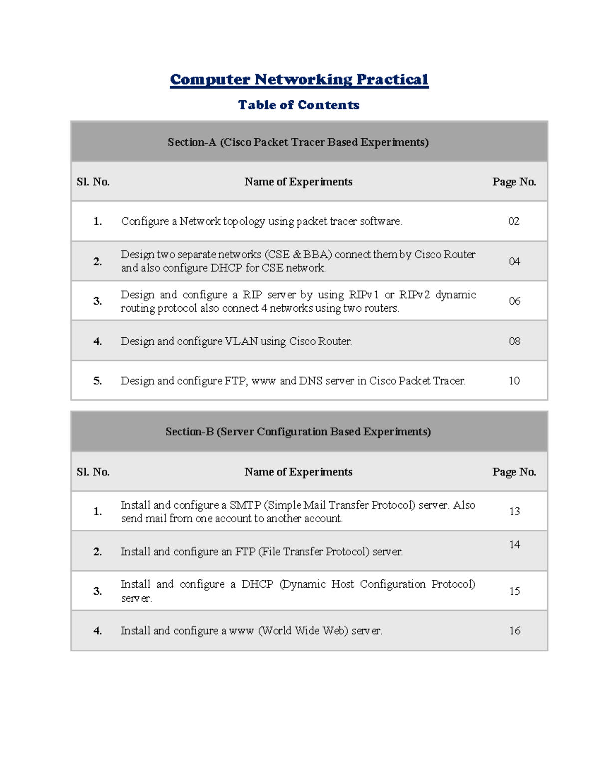 Split PDFFile 1 to 12 removed - Computer Networking Practical Table of ...