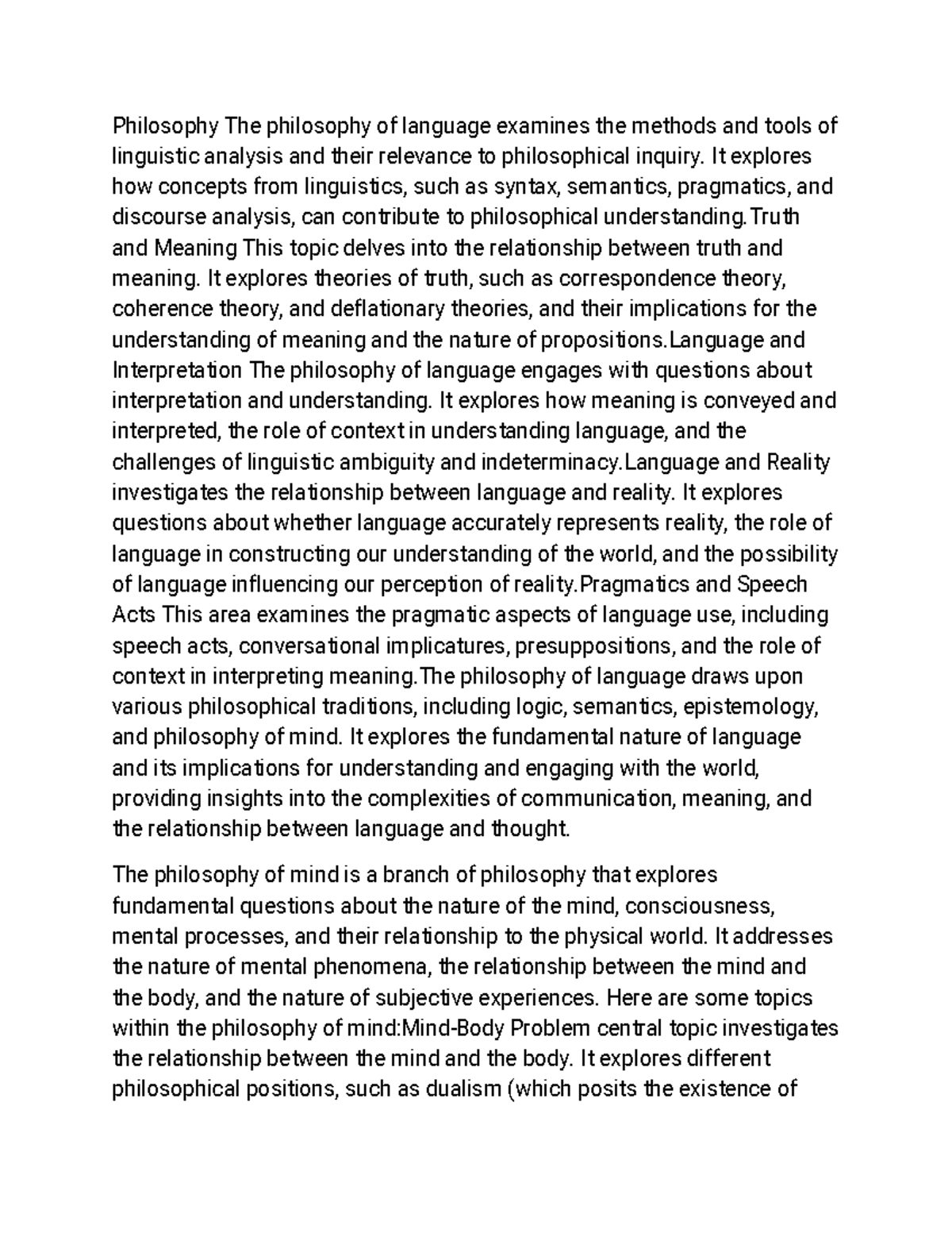 Philosophy-13 - Notes - Philosophy The philosophy of language examines ...