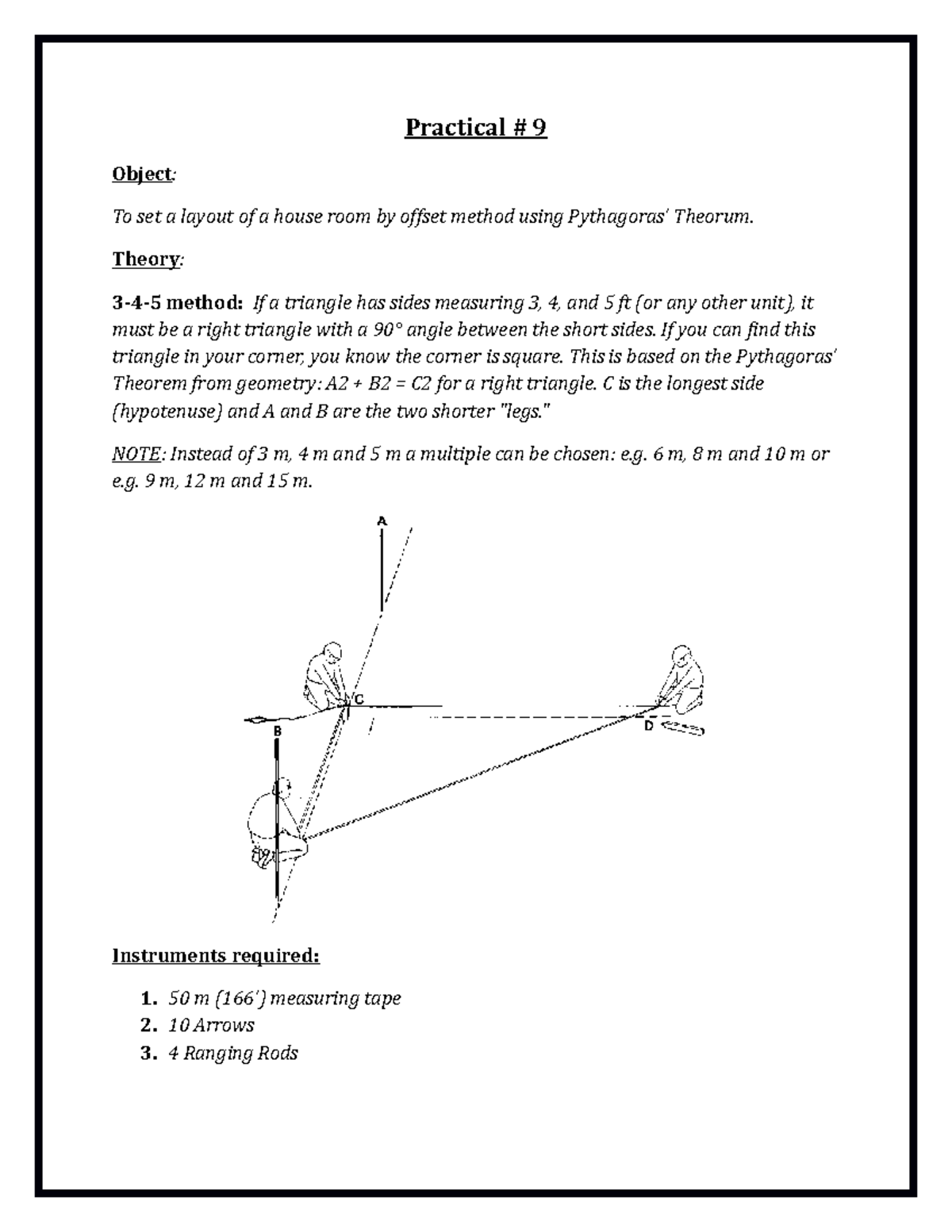Practical 9 - Object is to set a layout of a house room by offset ...