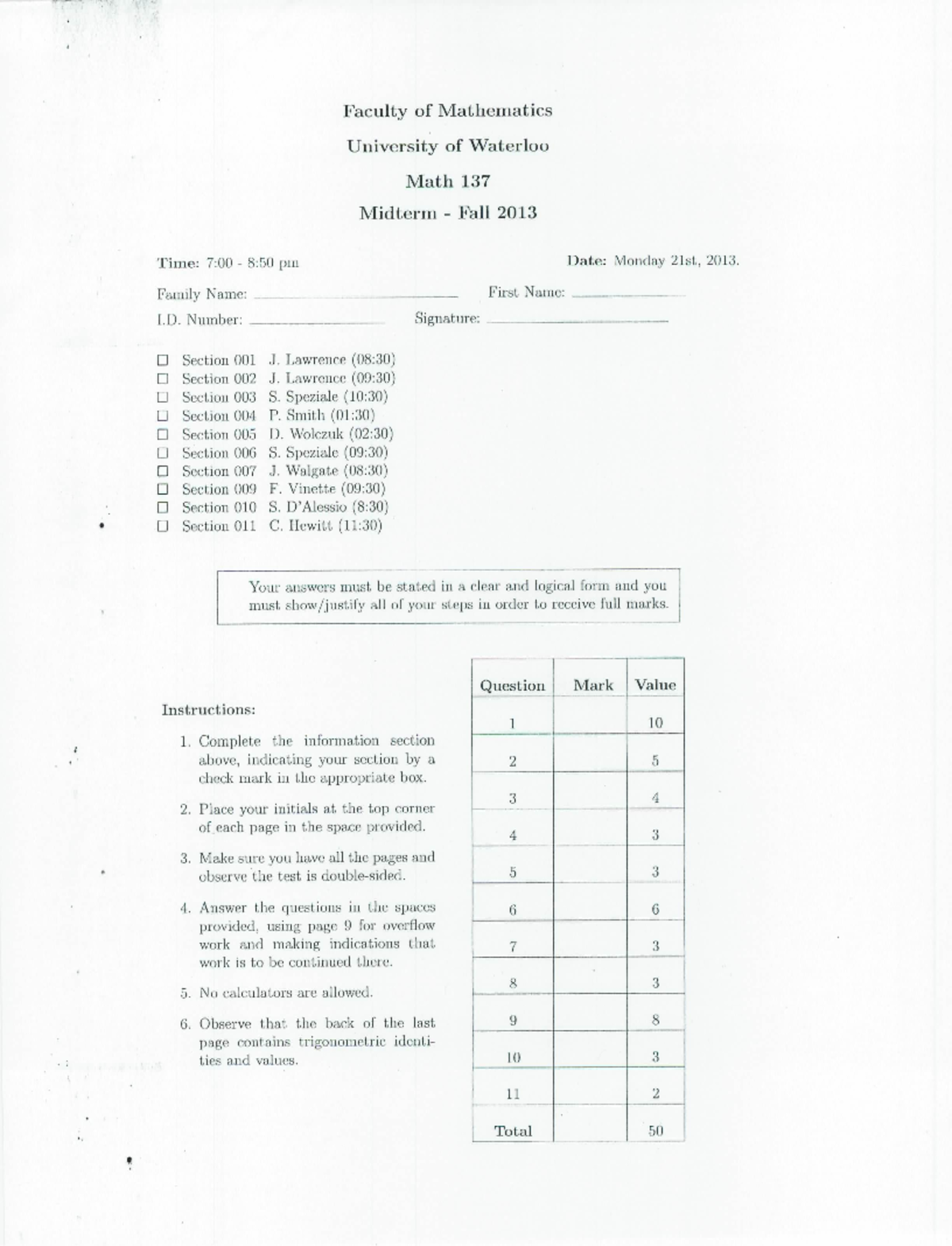 Exam December 2013, questions - Fall2013 midterm - Faculty of ...