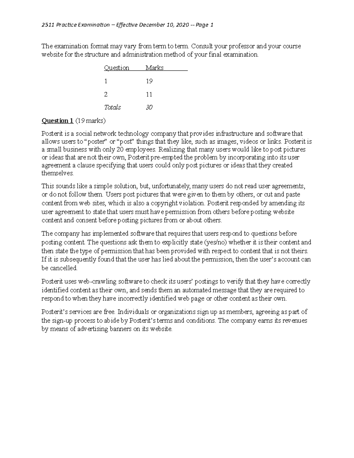 2511 prexam 2020 - This is practice for the final exam - The ...