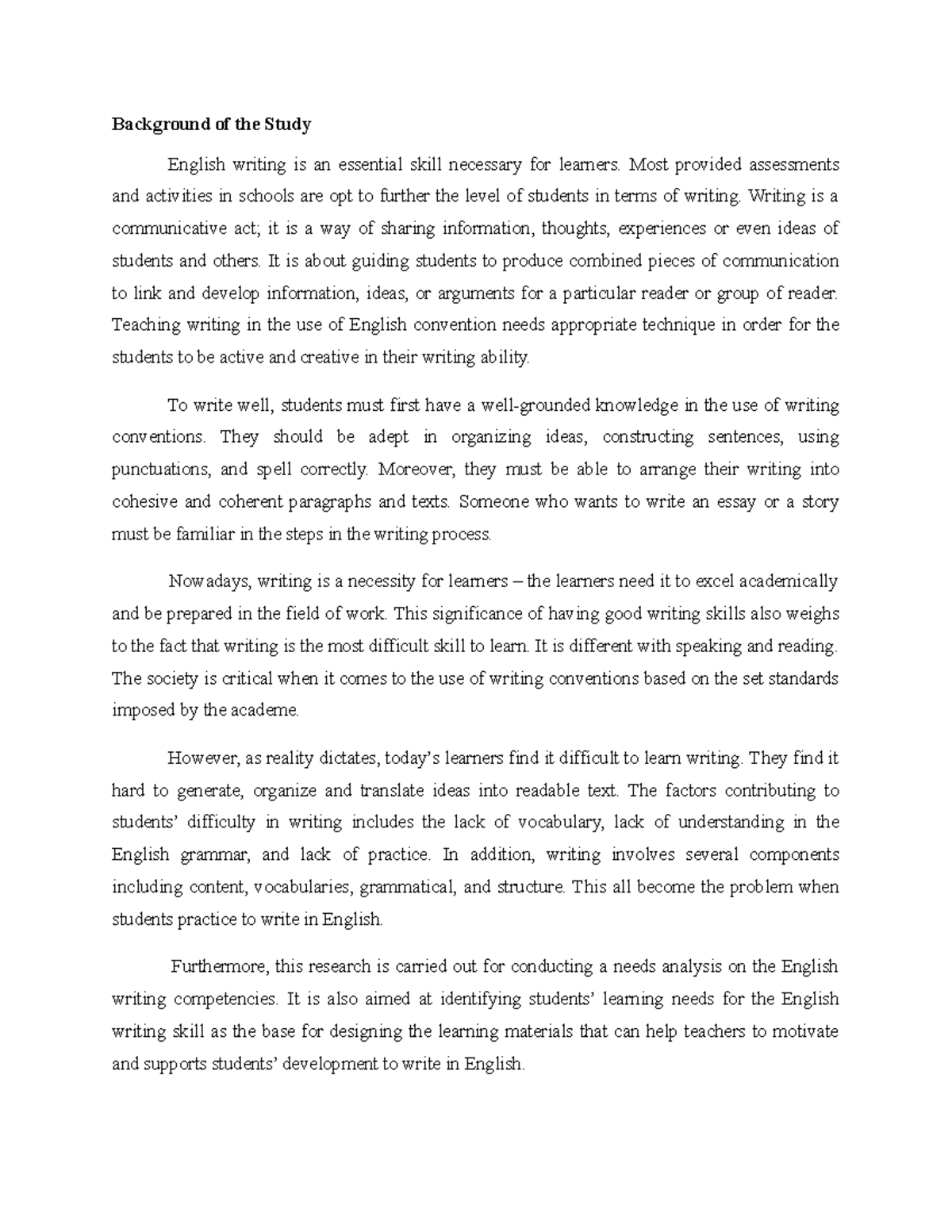 Background Of The Study Background Of The Study English Writing Is An background-of-the-study-background-of-the-study-english-writing-is-an