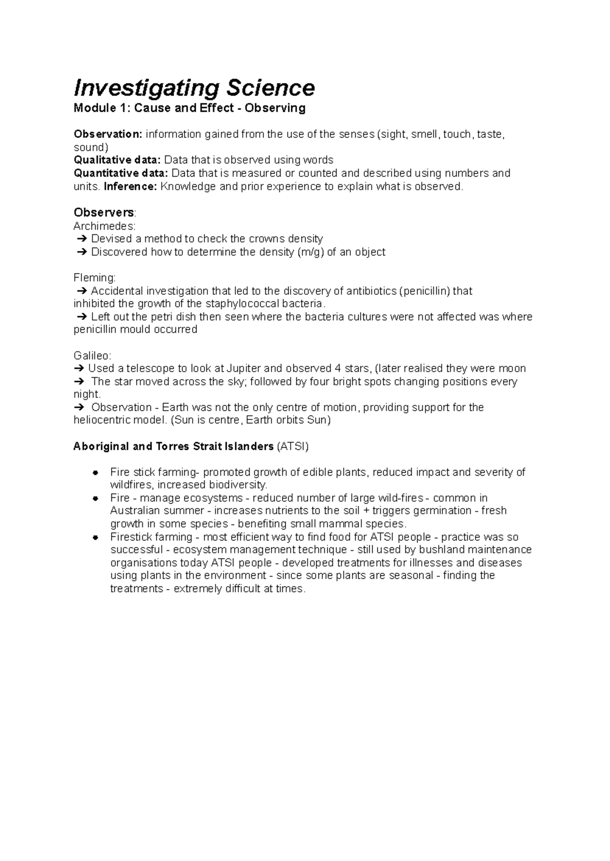 Module 1 Cause and Effect - Observing - Investigating Science Module 1 ...