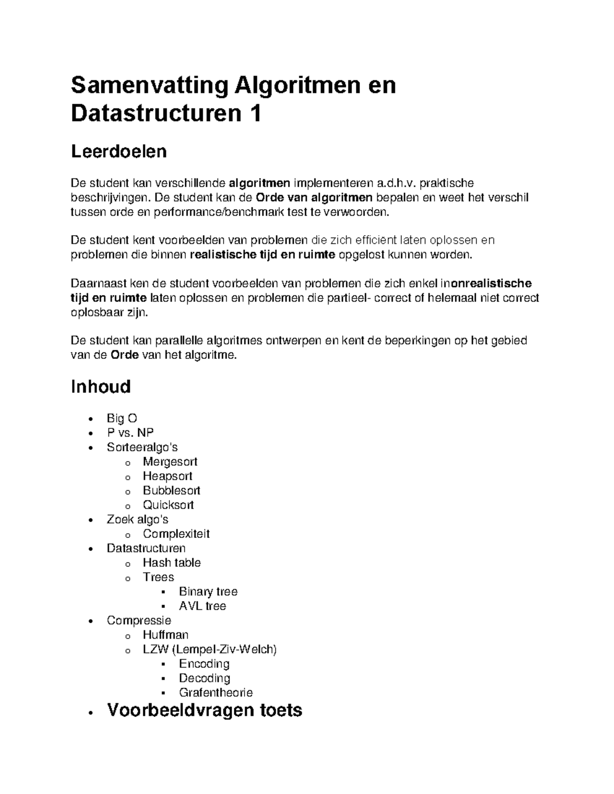 Samenvatting Algoritmen en Datastructuren 1 - Warning: TT: undefined function: 22 Samenvatting ...