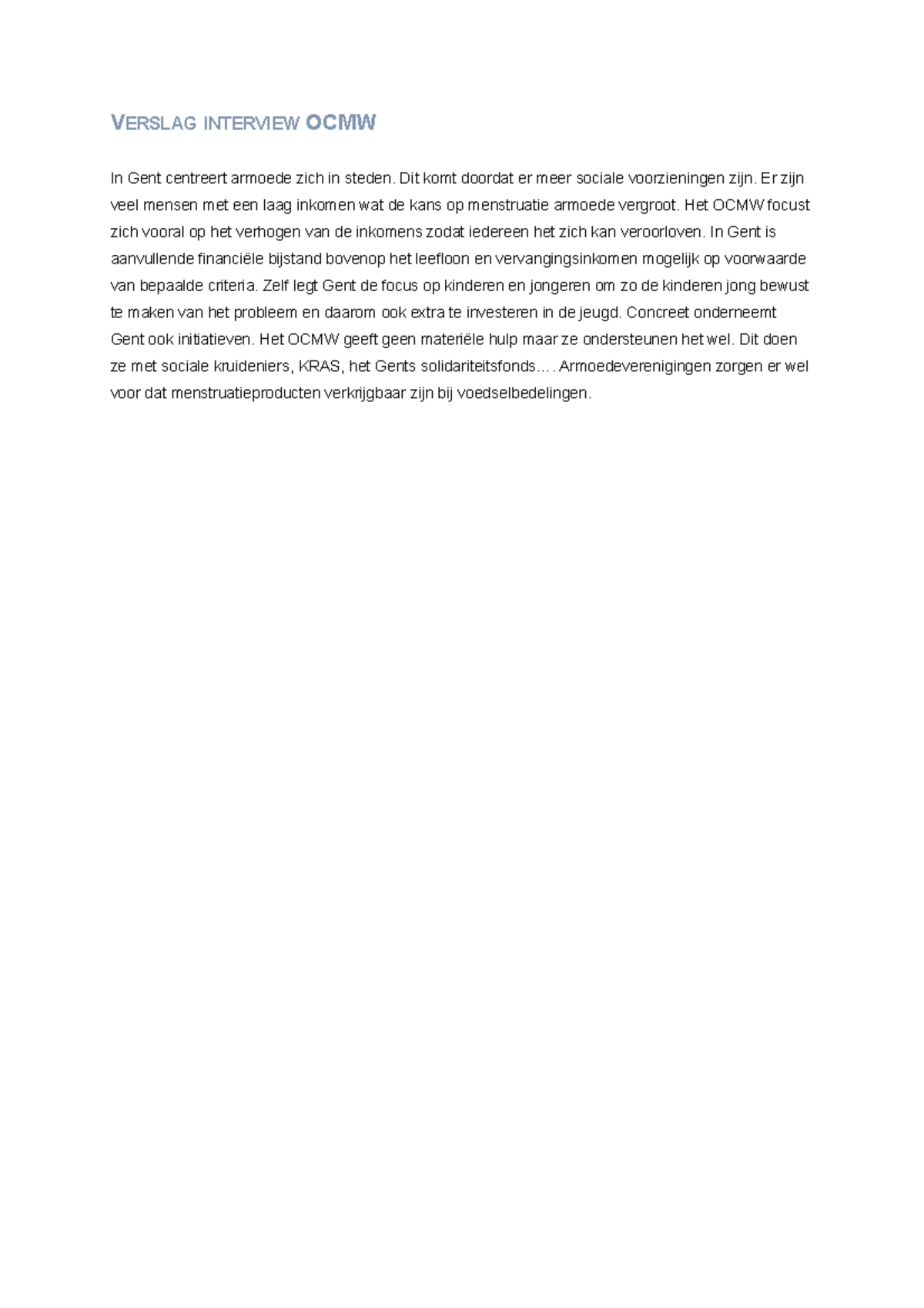 Verslag OCMW - VERSLAG INTERVIEW OCMW In Gent centreert armoede zich in ...