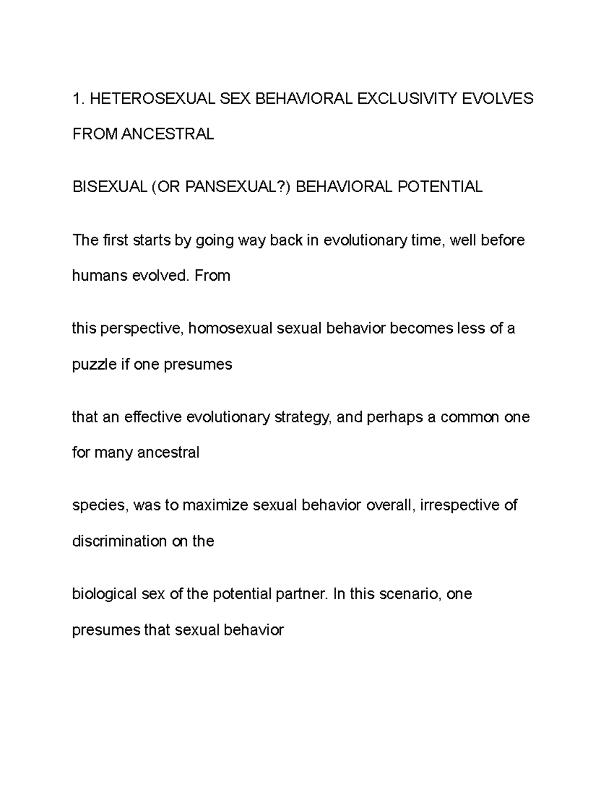 Anthropology homosexuality notes part 2 - 1. HETEROSEXUAL SEX ...
