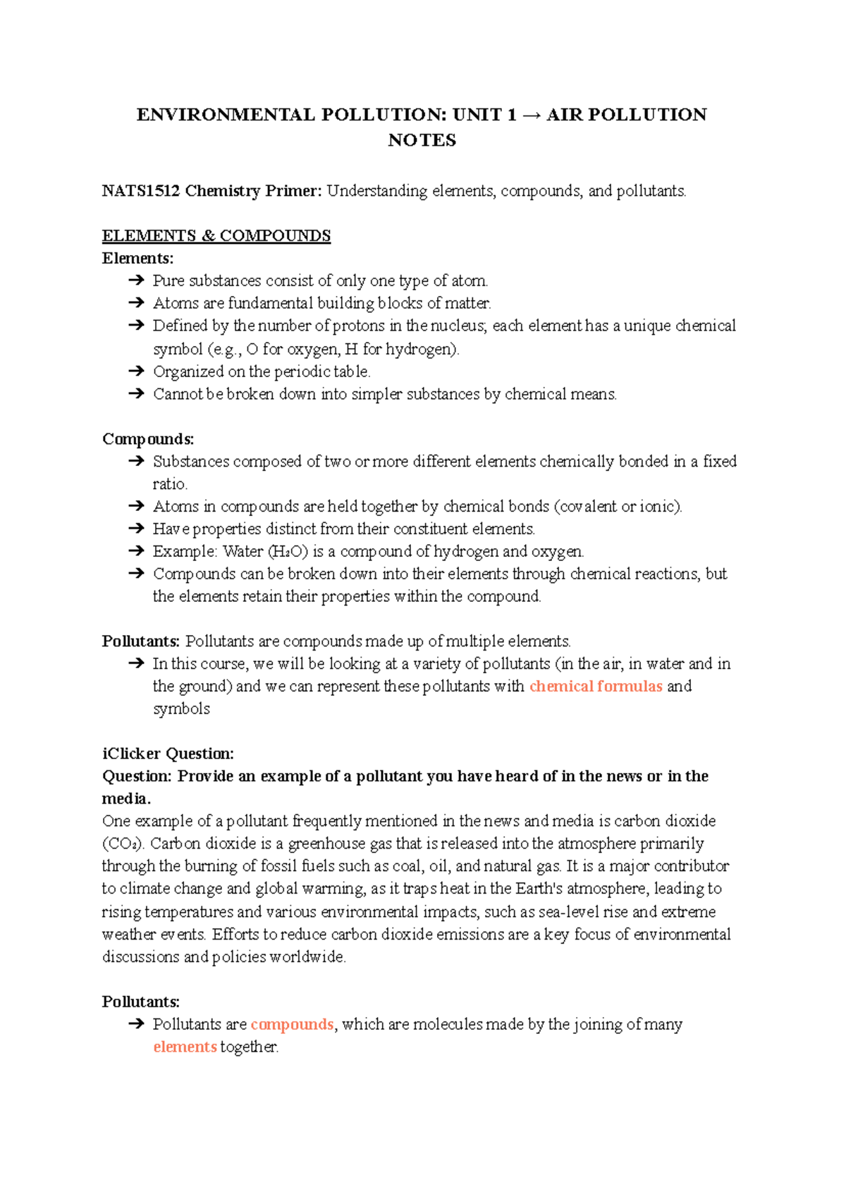 Environmental Pollution Unit 1 → Air Pollution Lecture Notes ...