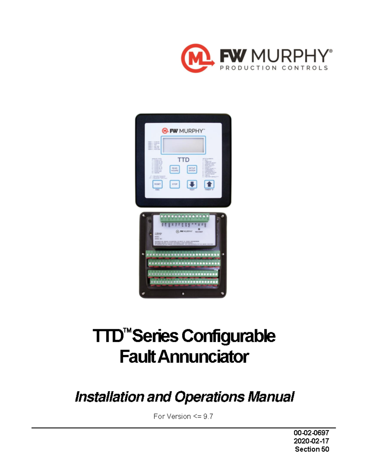 TTD Series Configurable - 00-02- 2020-02- Section 50 TTD Series Configurable Fault Annunciator ...