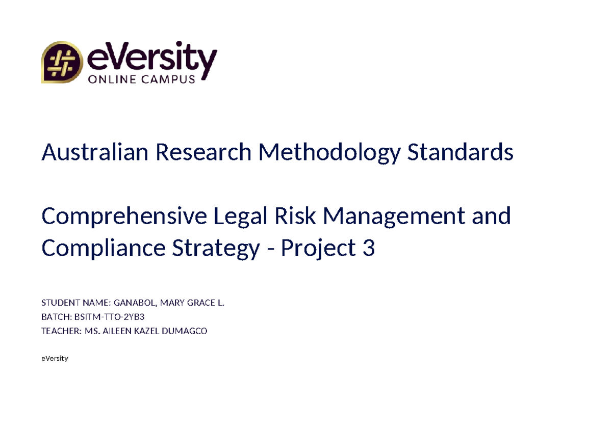 GLC002 EVT 001 Australian Research Methodology Standards Project 3 ...