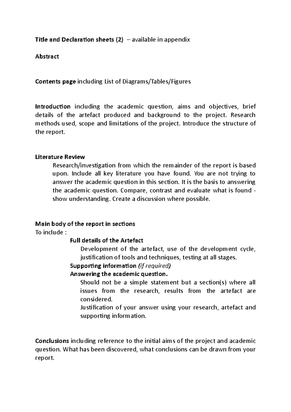 Report structure layout - Title and Declaration sheets (2) – available ...