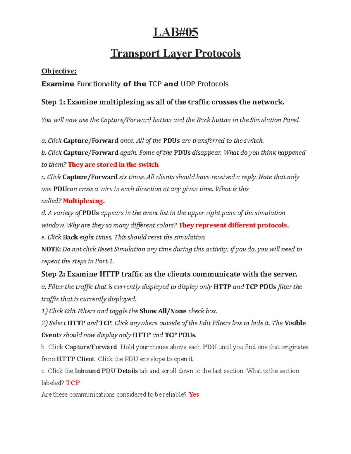 Computer Communication LAB No 5 - LAB# Transport Layer Protocols ...