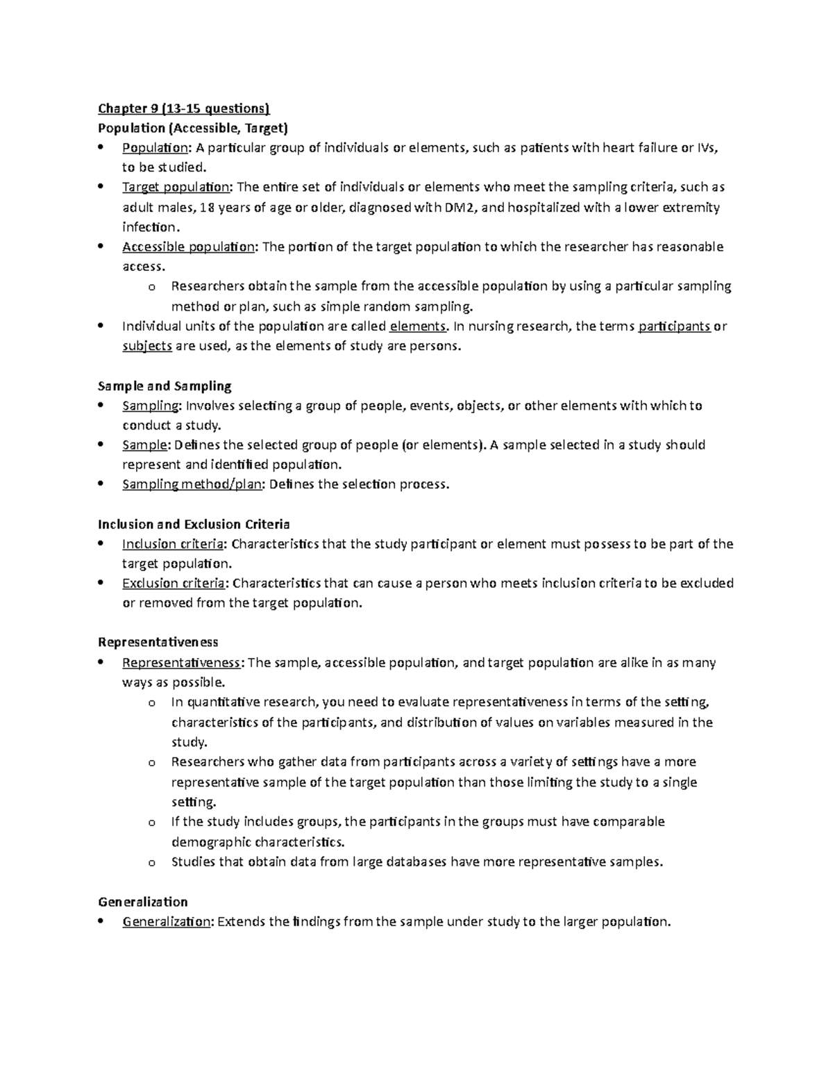EBP Chapter 9 Concepts - Chapter 9 (13-15 questions) Population ...