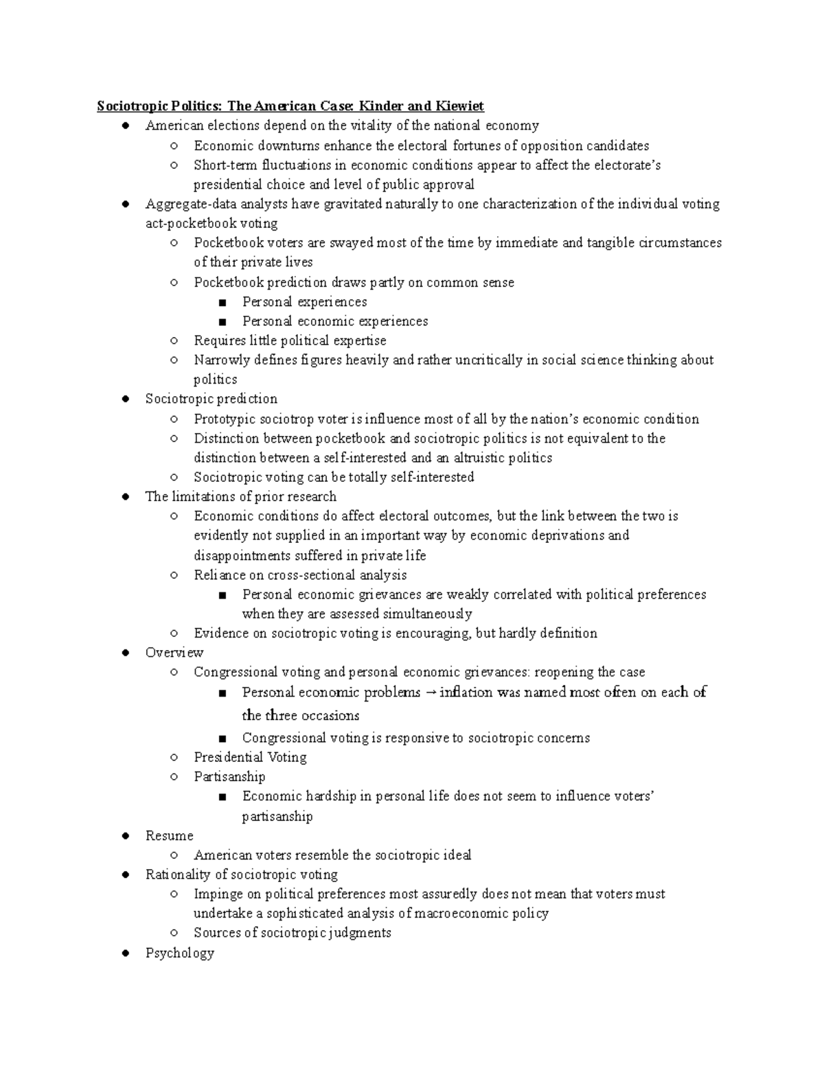 Sociotropic Politics - Limitations of prior research - Rationality ...