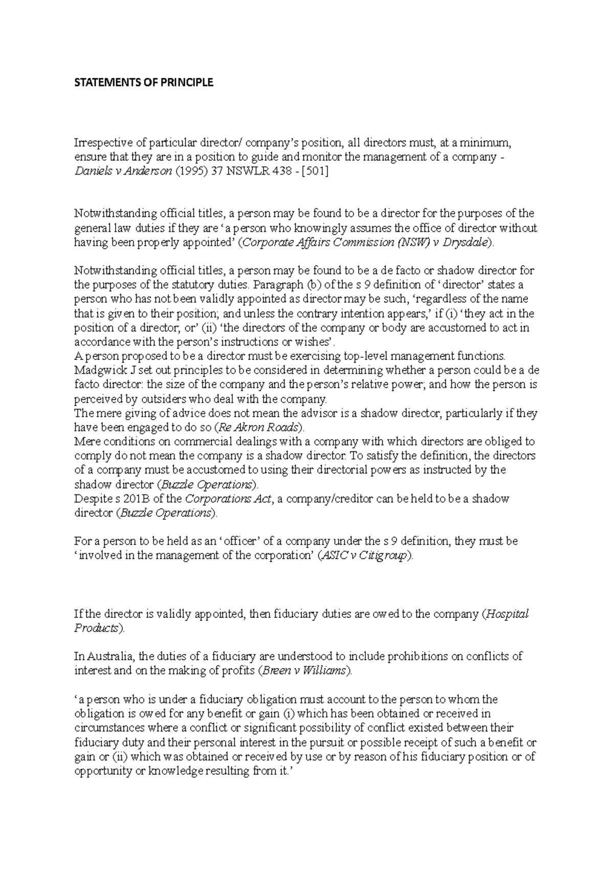 Statements OF Principle - STATEMENTS OF PRINCIPLE Irrespective of ...