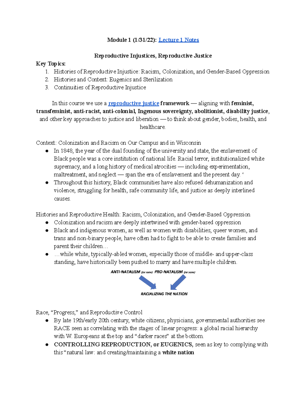 GWS103 Module 1 Reproductive Injustices, Reproductive Justice - Module ...