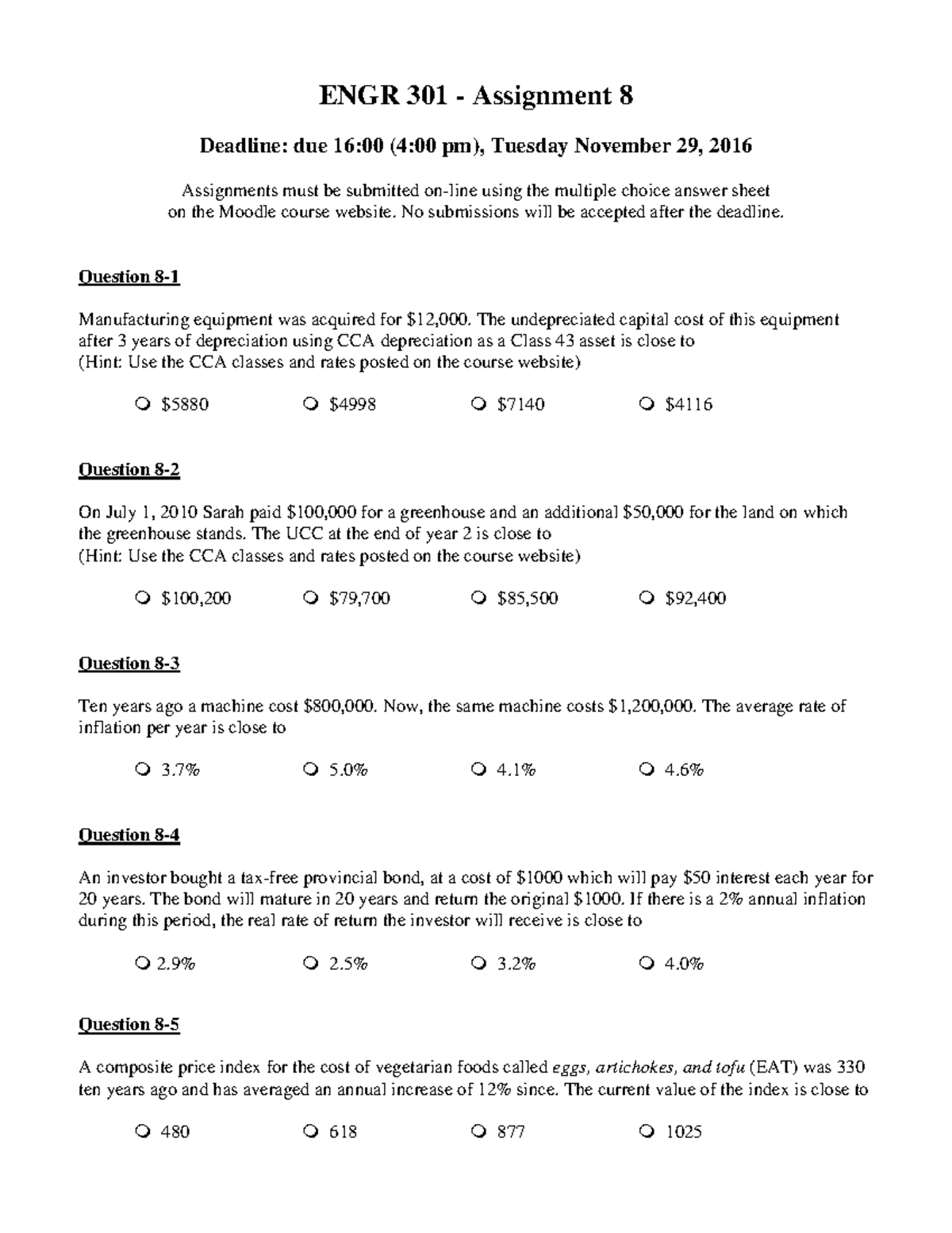 Assign 8 - ass8 - ENGR 301 - Assignment 8 Deadline: due 16:00 (4:00 pm ...