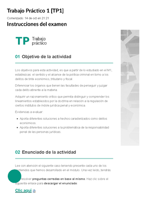 TP 1 DPE - APROBADO CON 80 - Trabajo Practico N° 1 Derecho Penal Económico Universidad Siglo 21 ...