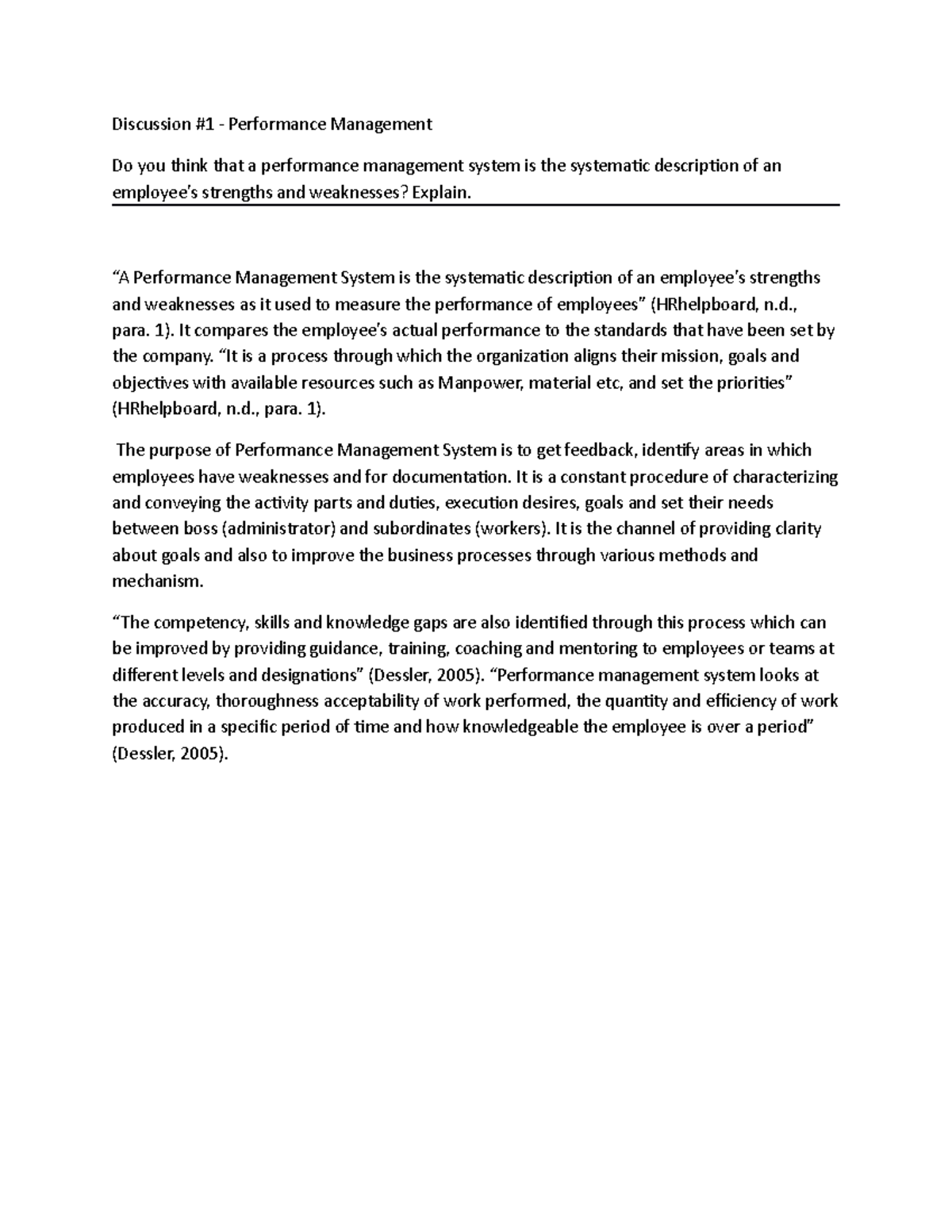 Performance Management System - Discussion #1 - Performance Management ...