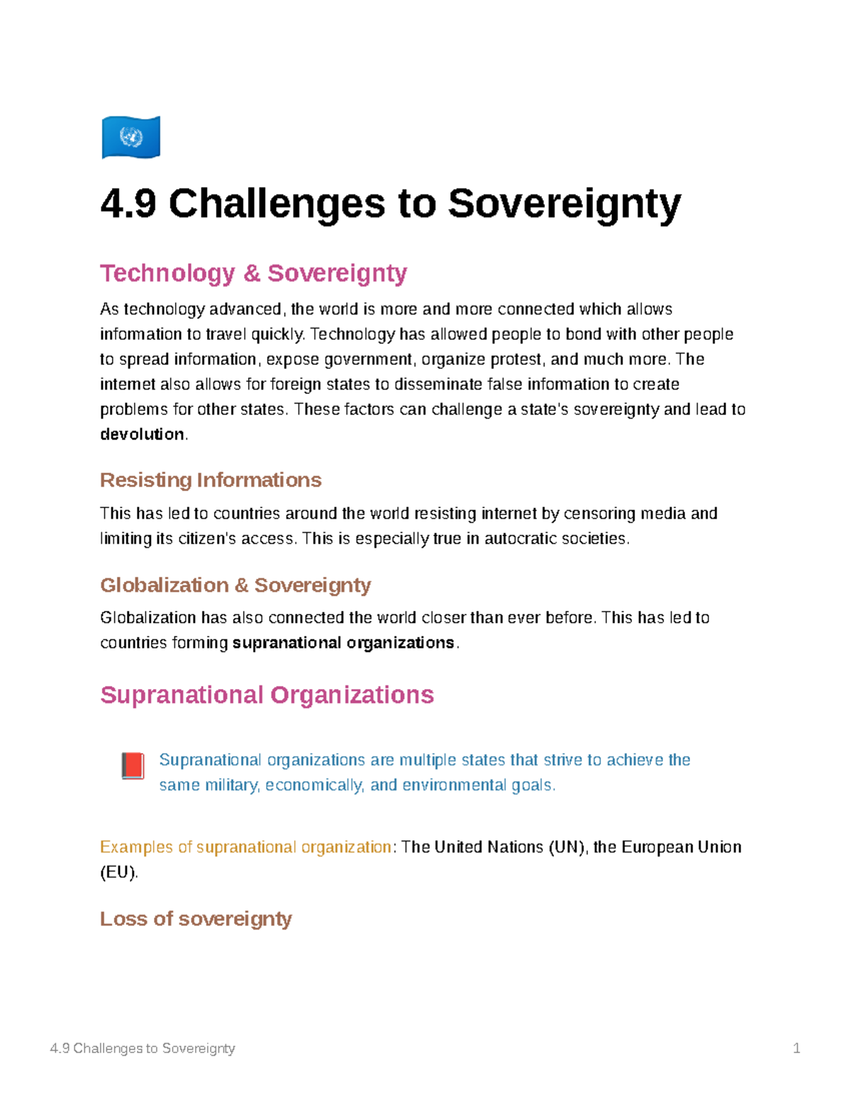 Challenges to sovereignty - Technology has allowed people to bond with ...