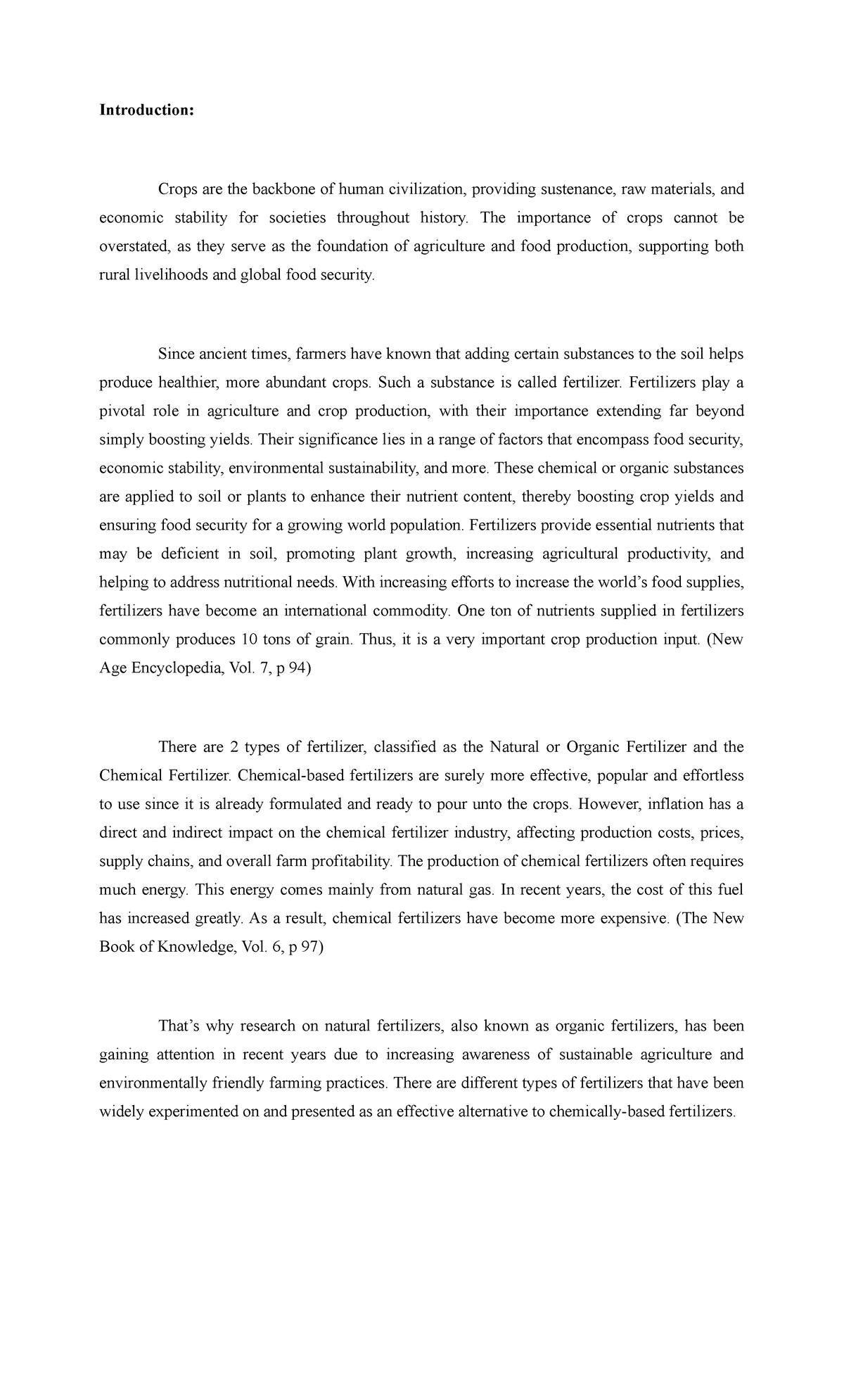 SIP - Science Investigatory Project Final Half - Introduction: Crops ...