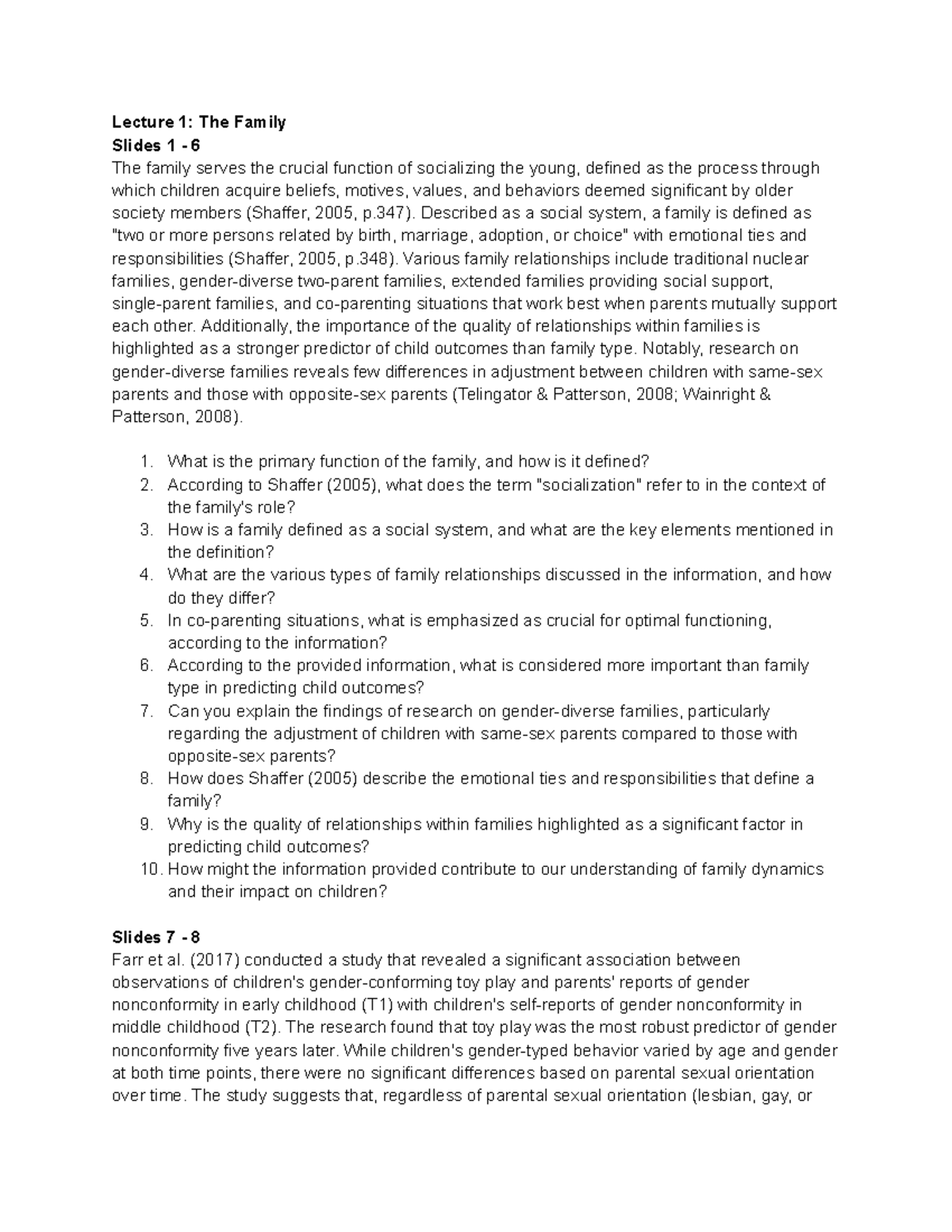 Lecture 1 The Family - Lecture 1: The Family Slides 1 - 6 The family ...