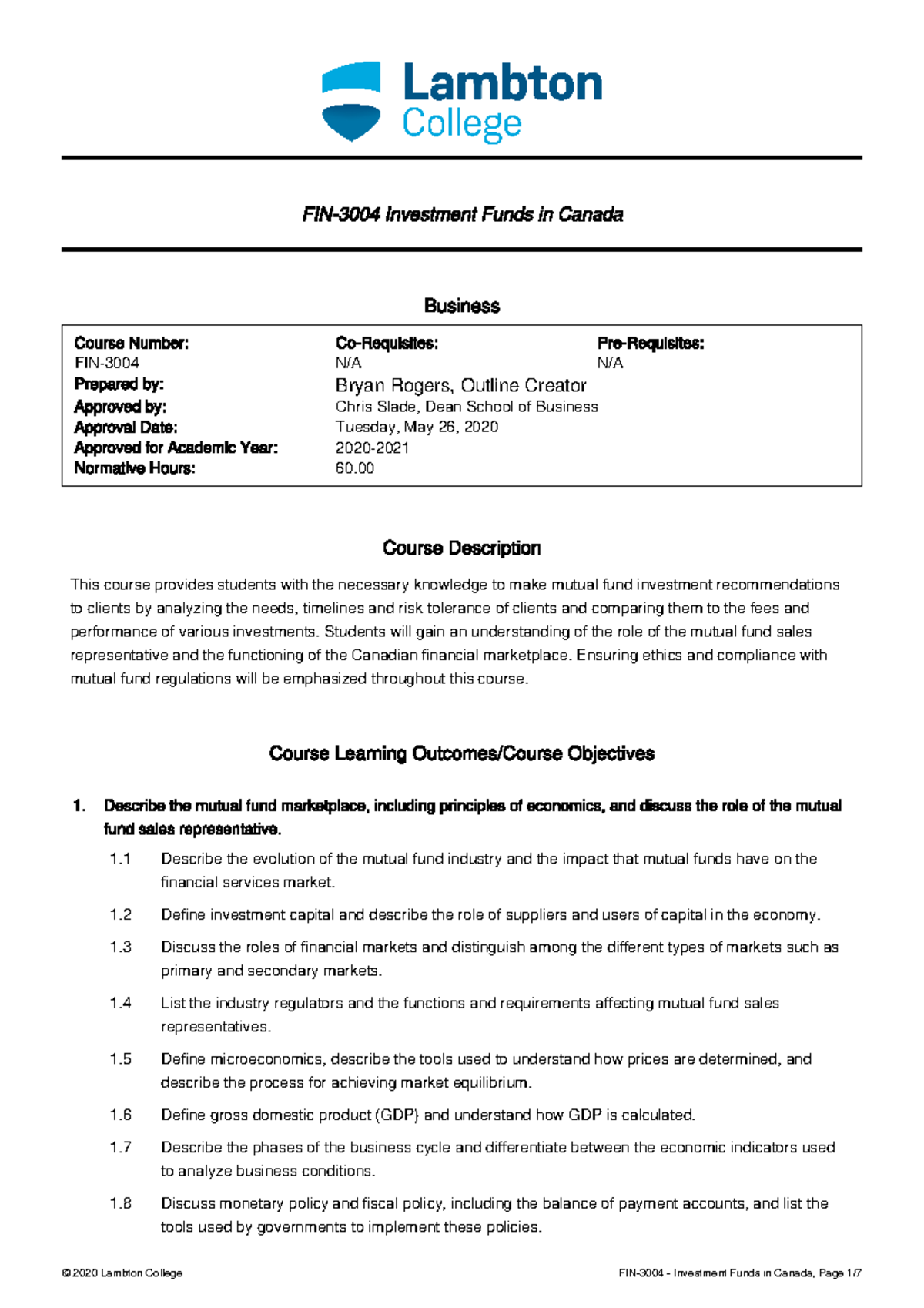 2020-2021 fin-3004 - ifc assignment - FIN-3004 Investment Funds in ...