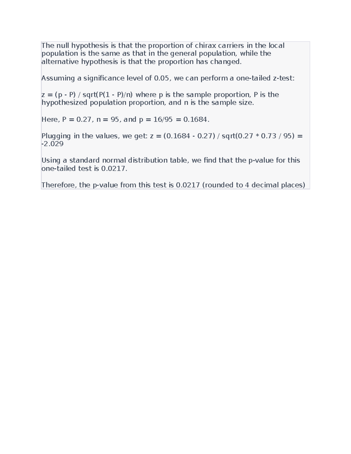 Stat - Introductory to Statistics - The null hypothesis is that the ...