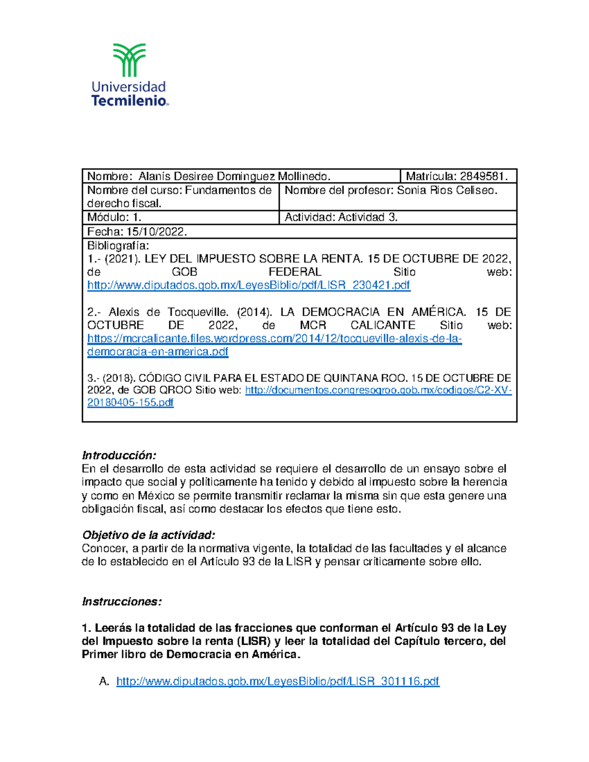 Actividad 3. Fd fiscal - Introducción: En el desarrollo de esta ...