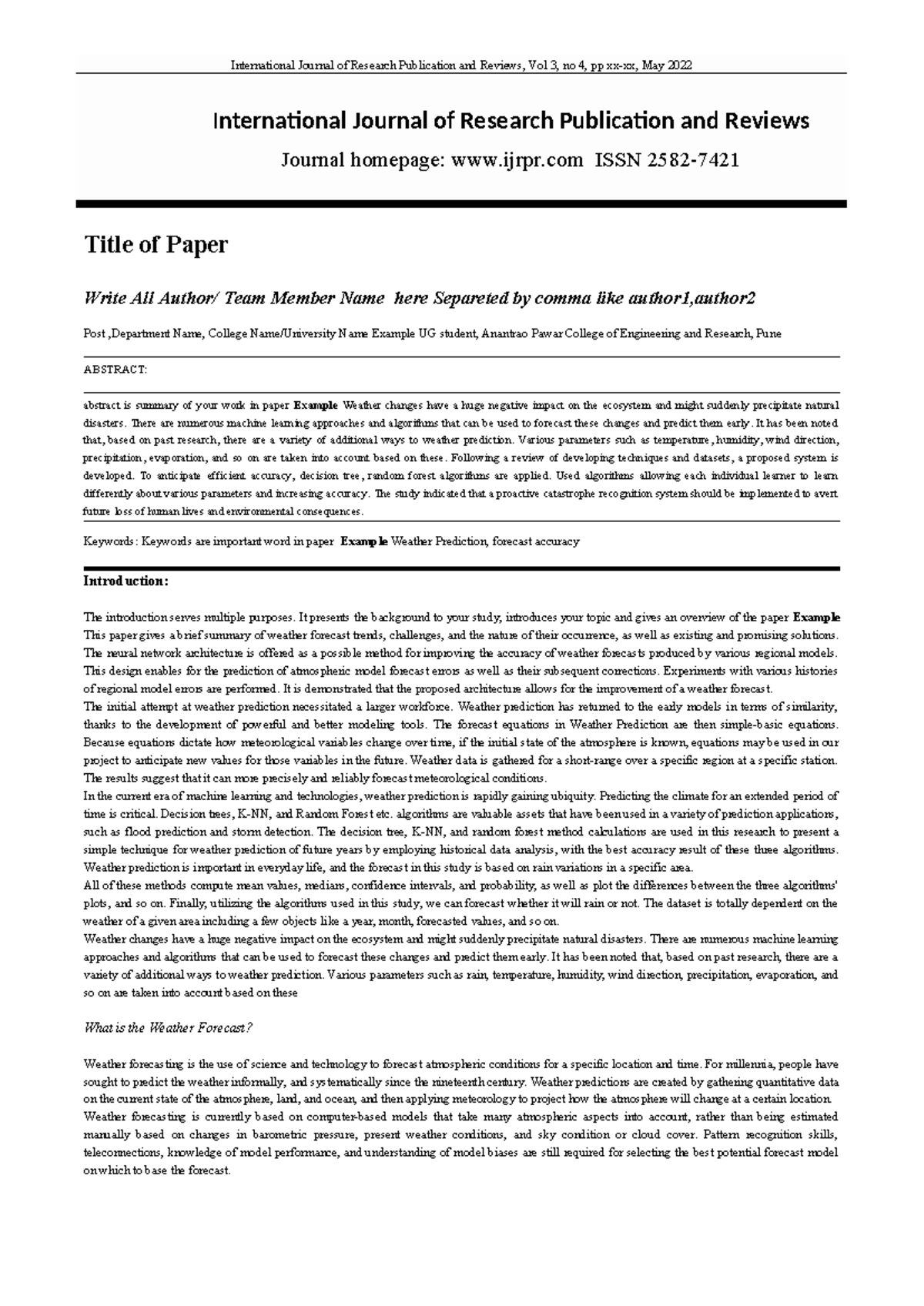 Sample-paper- Ijrpr - zxdxzs - International Journal of Research ...