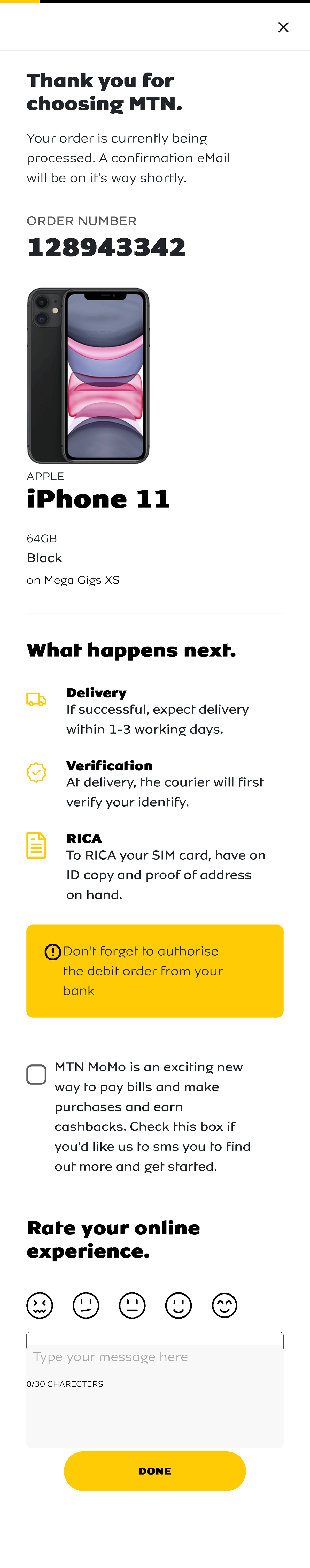 New contract - request a call back - MTN South Africa - Thank you ...