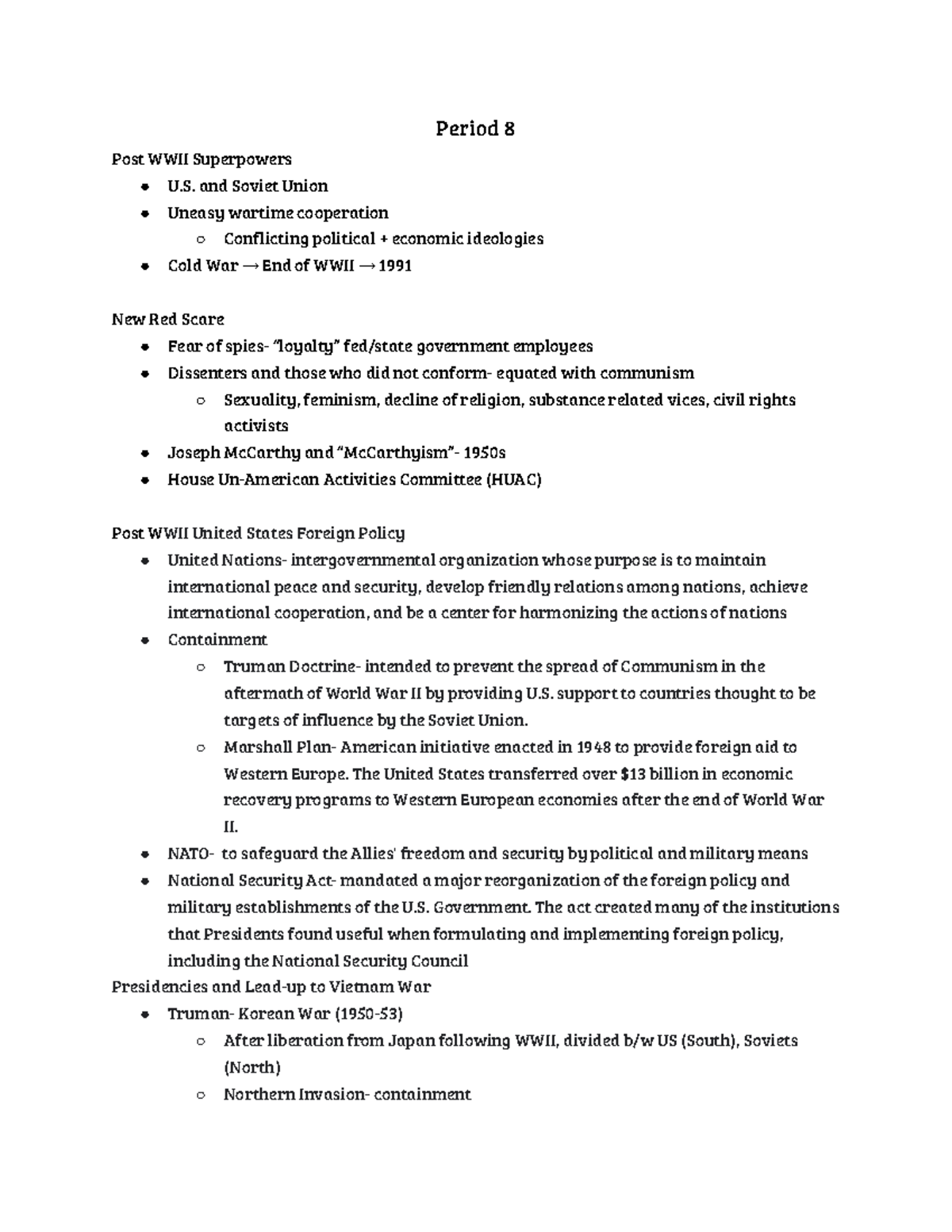 Period 8 AP US History Notes - Period 8 Post WWII Superpowers U. and ...