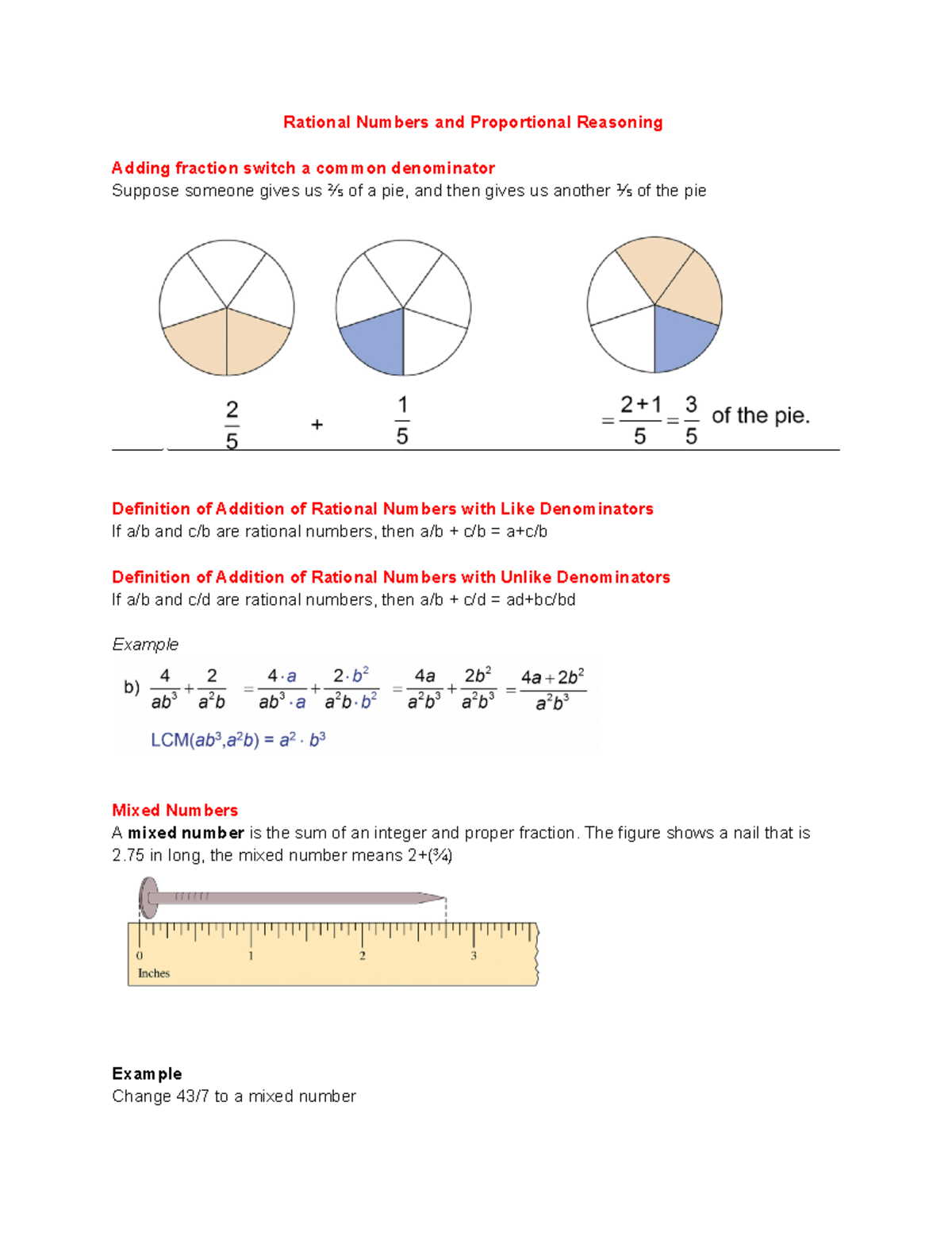Triton MAT 116 (elem) 6.2 math notes - Rational Numbers and ...