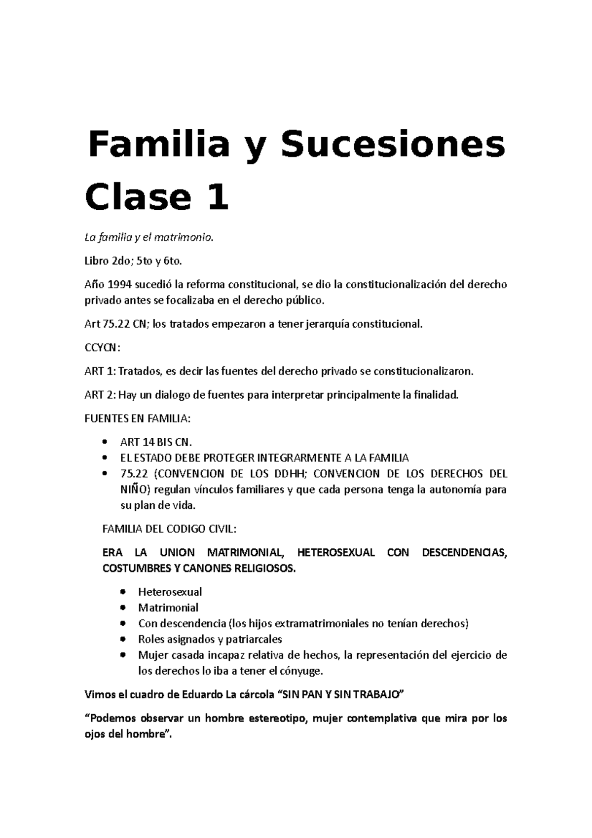 Familia Apuntes DE Clases - Familia y Sucesiones Clase 1 La familia y ...