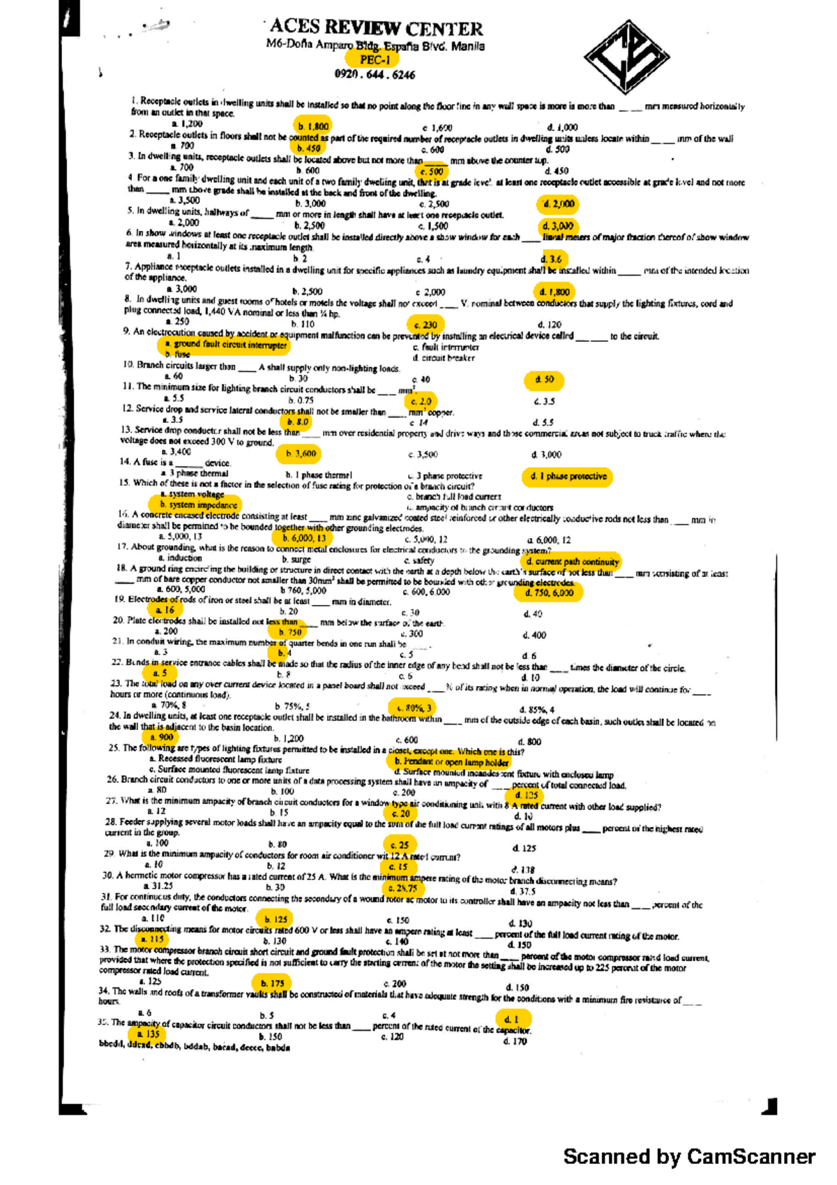 Aces EE ESAS Reviewer Questions - management - Studocu