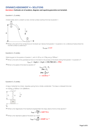 Assignment 2 S2 2022 Solutions - MECH ENG 1007 - Studocu