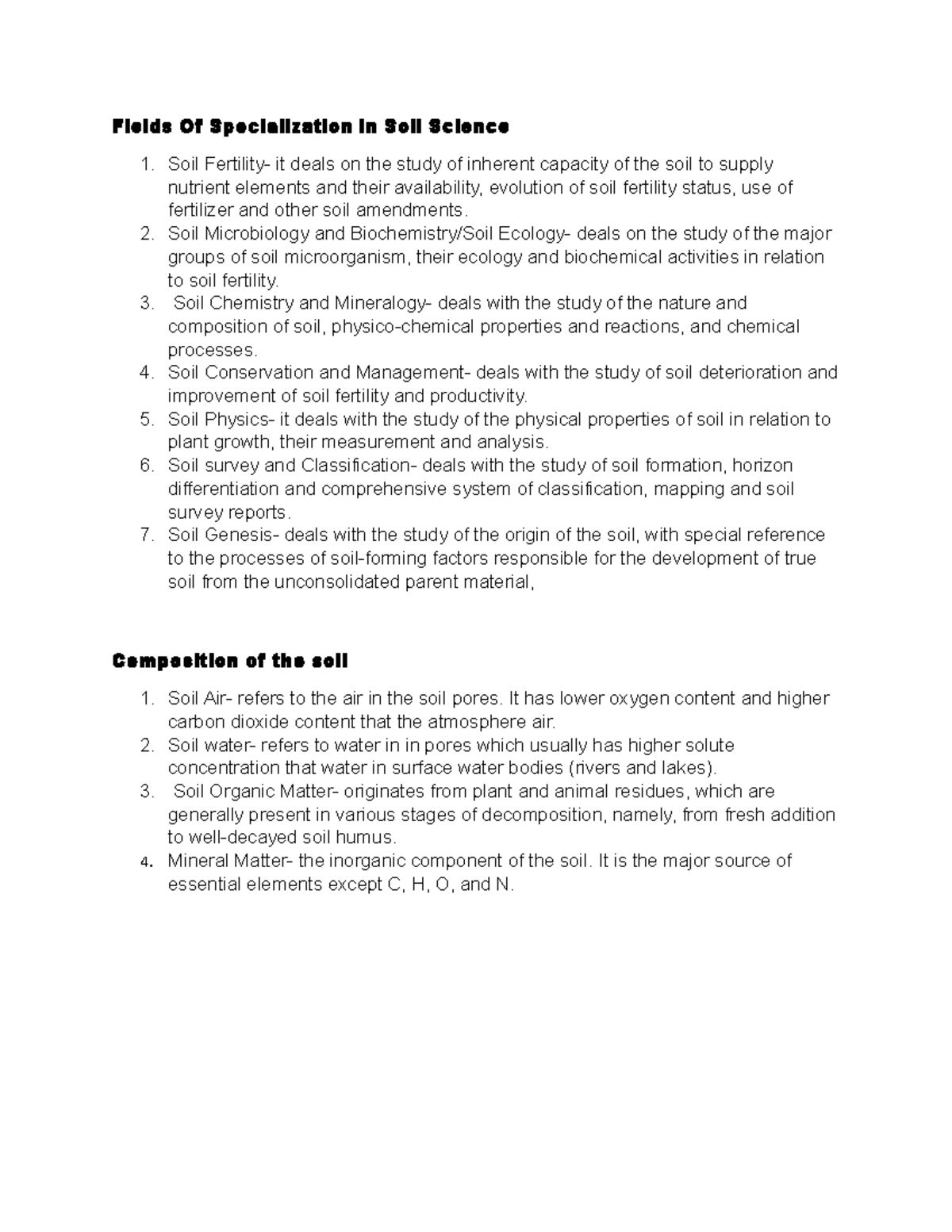 Fields Of Specialization in Soil Science - Soil Microbiology and ...