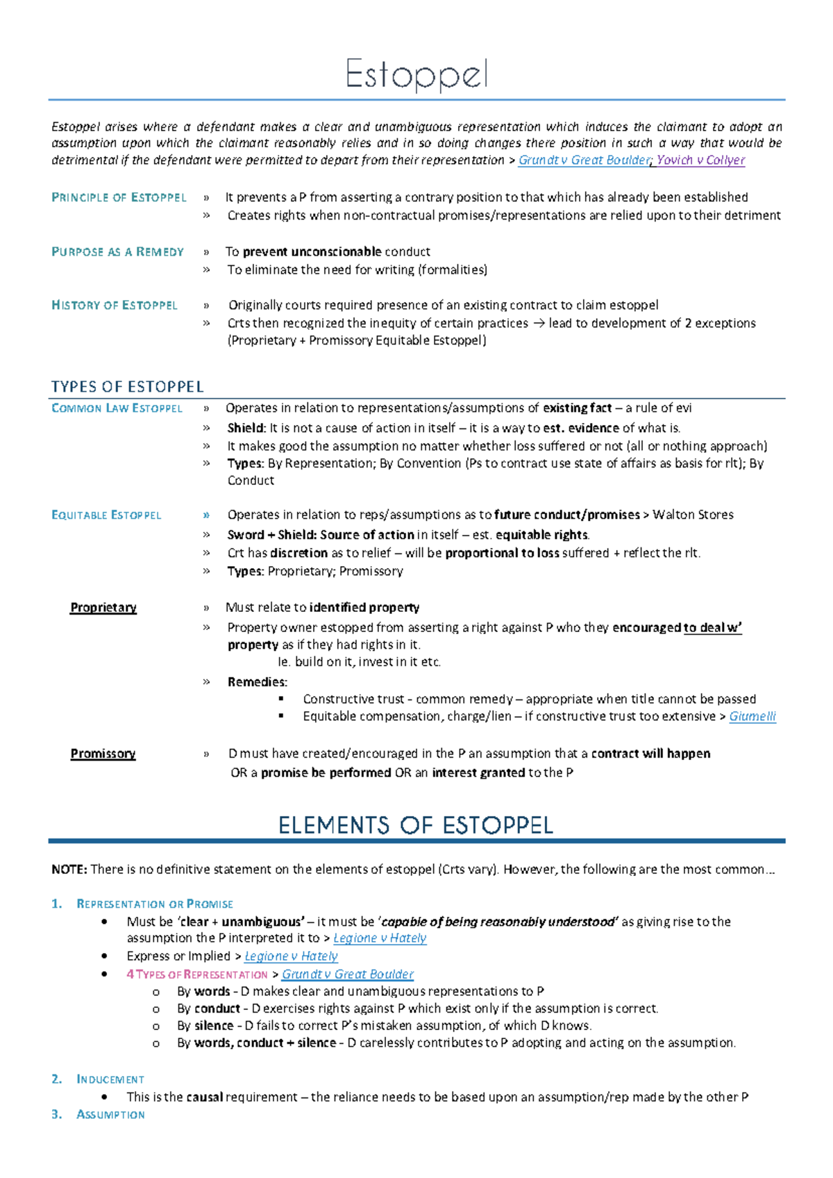 14042-sample - Estoppel Estoppel arises where a defendant makes a clear ...