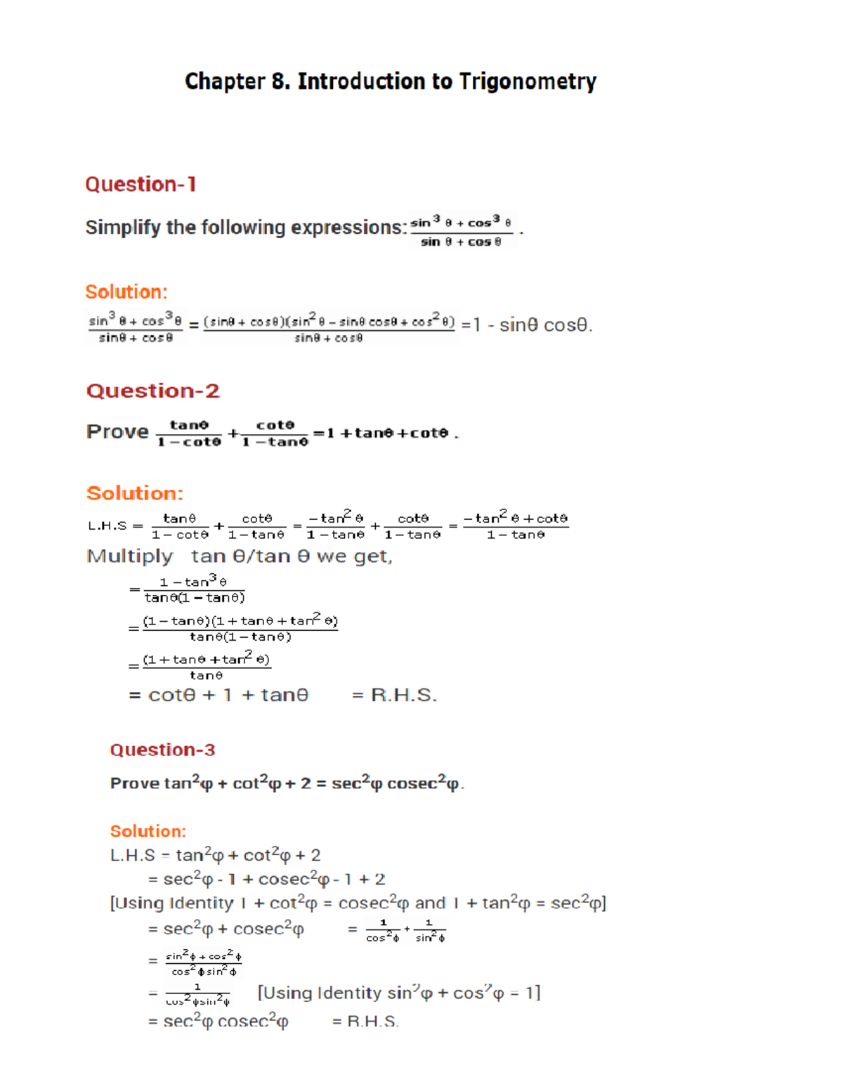 Introduction TO Trigonometry - Bsc maths - Studocu
