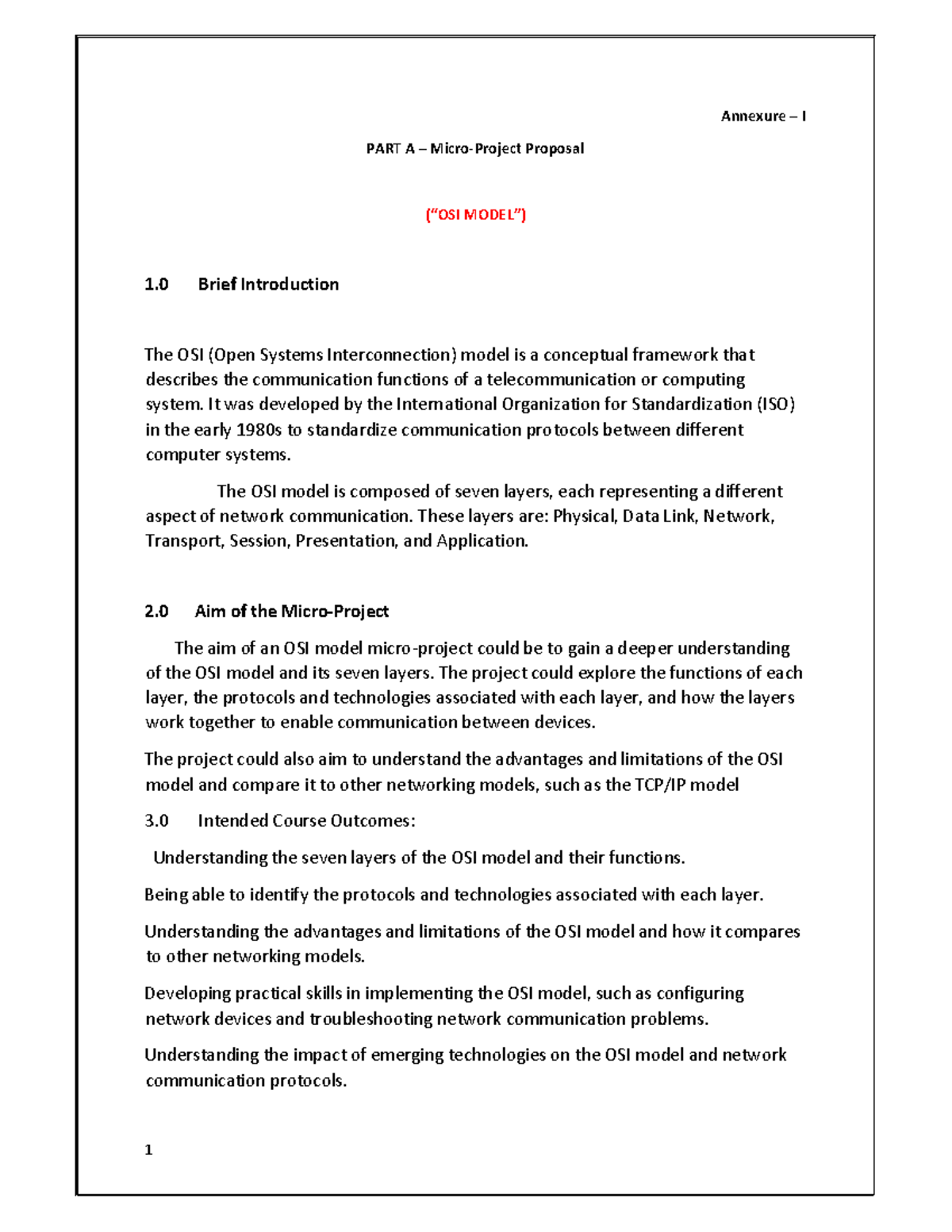 EST Report 1 - est projetct - Annexure – I PART A – Micro-Project ...