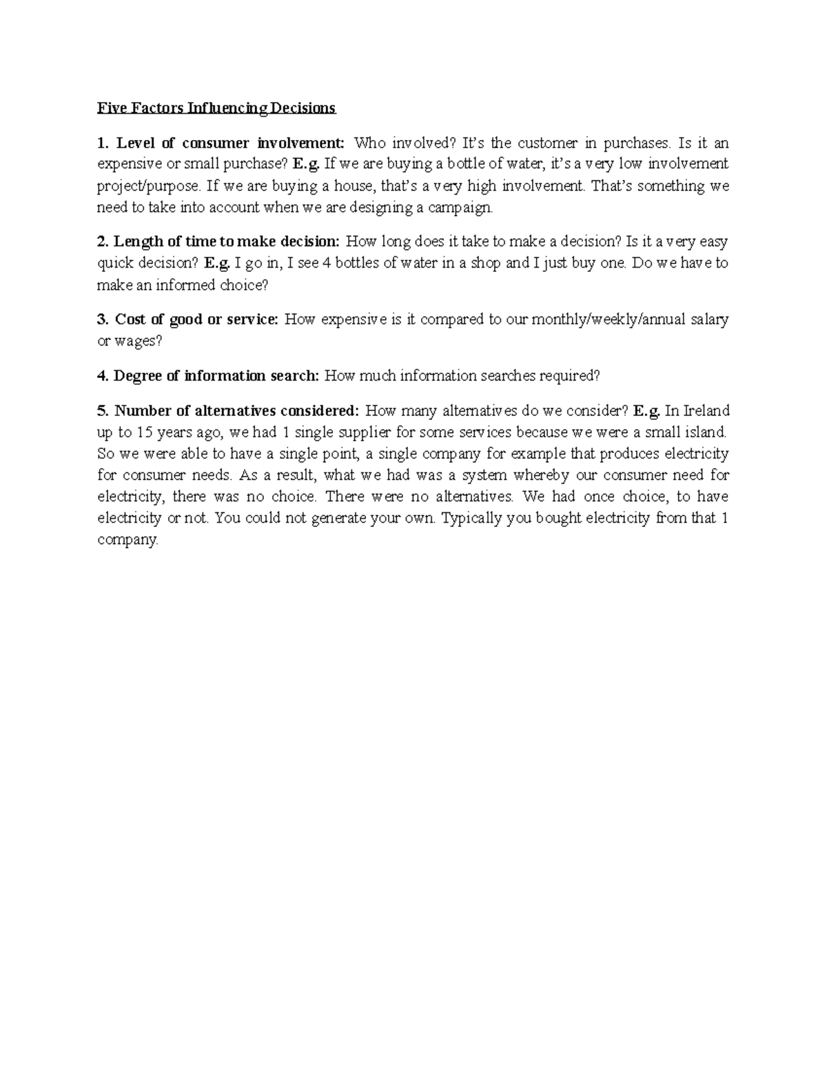 Five Factors Influencing Decisions - Level of consumer involvement: Who ...