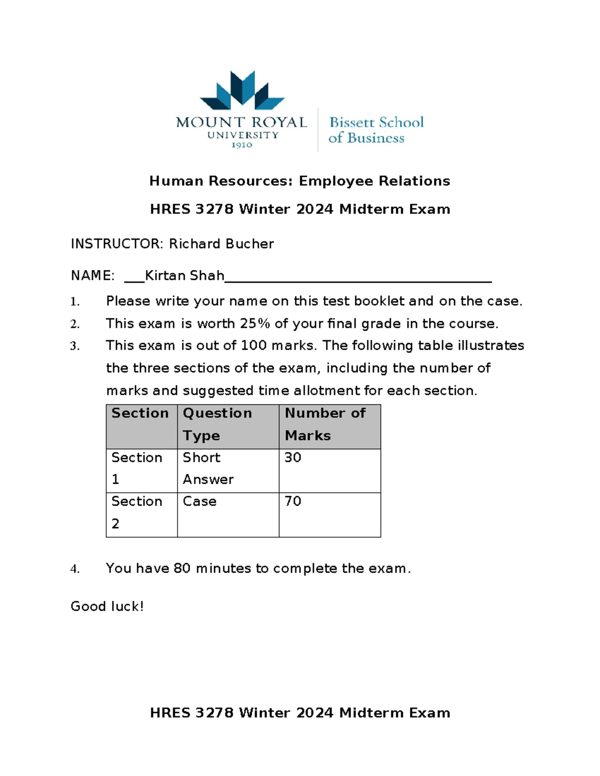 Employee Relations 3278 Midterm Exam Winter 2024 - Human Resources ...