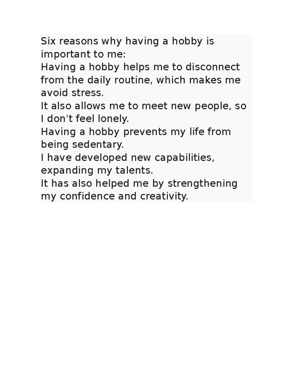 Six reasons why having a hobby is important to me - Six reasons why ...