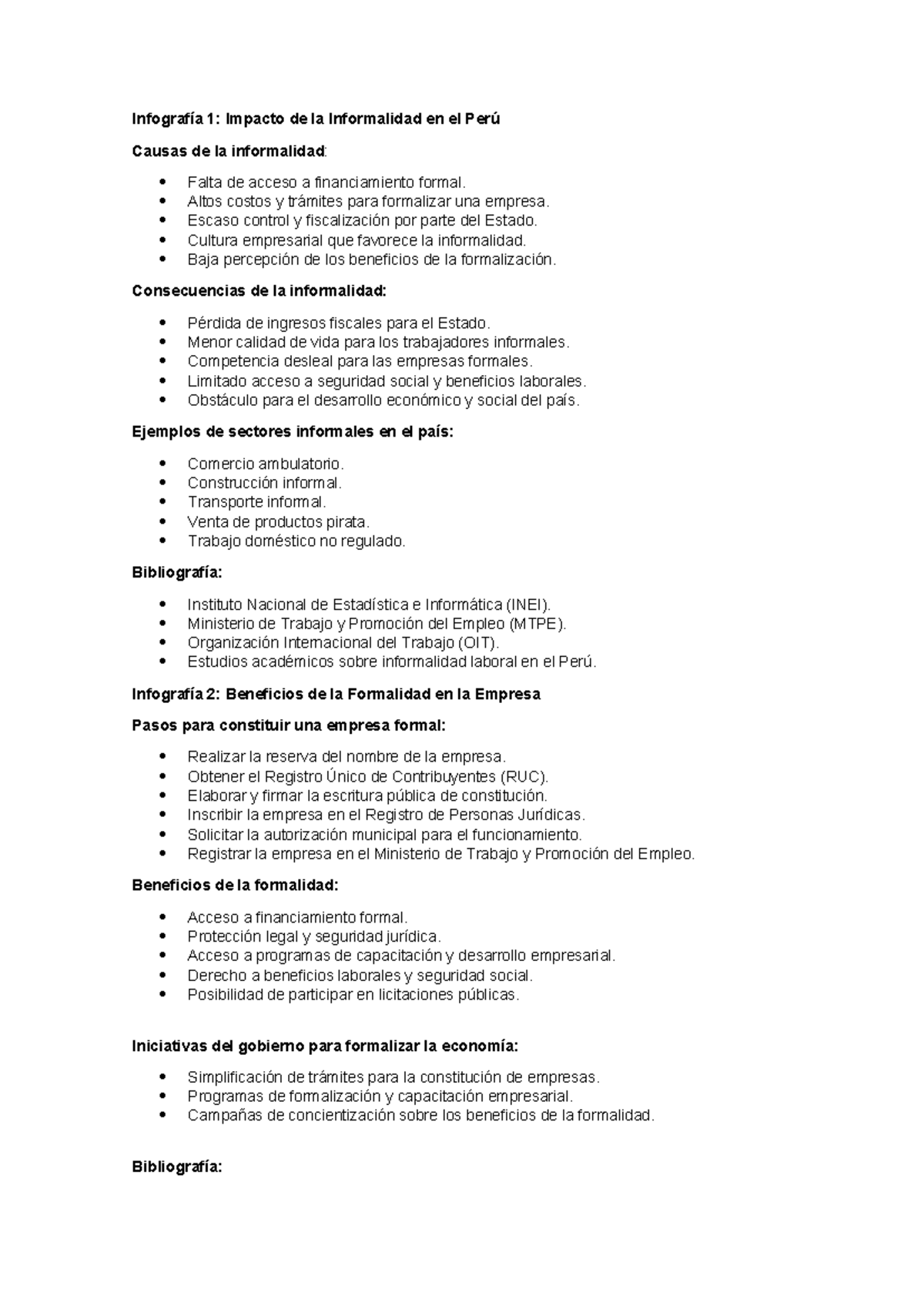 Tarea Tarea Académica 1 - Infografía 1: Impacto de la Informalidad en el Perú Causas de la - Studocu