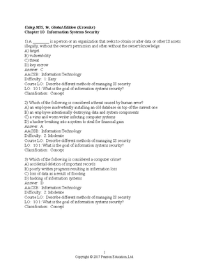 Management Info. 10 ch. 11 - ChaPteR 11 Information System Management THE MAJOR FUNCTIONS OF THE ...