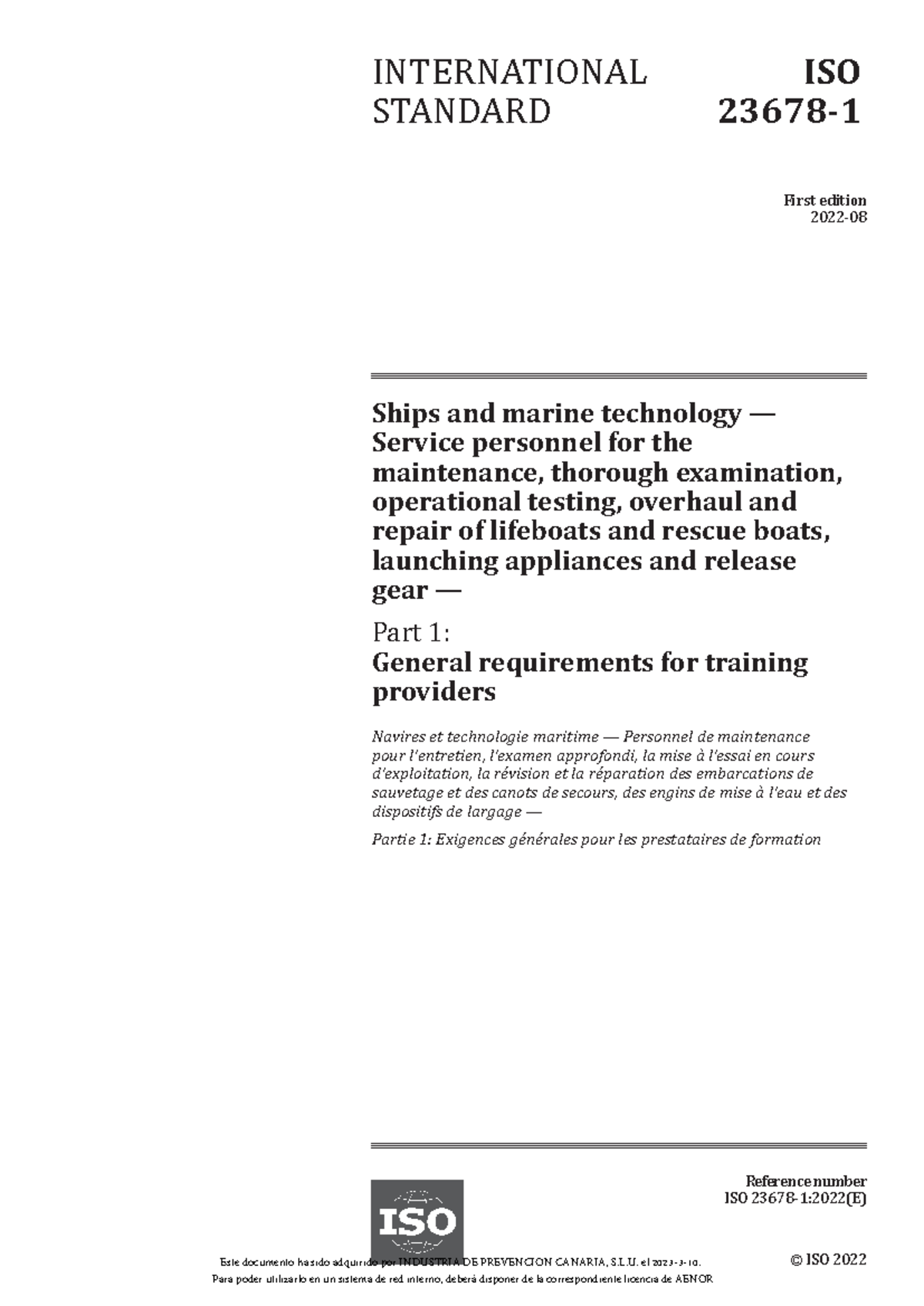 ISO 23678-1 2022 - ISO 23678-1:2022 - Ships and marine technology ...