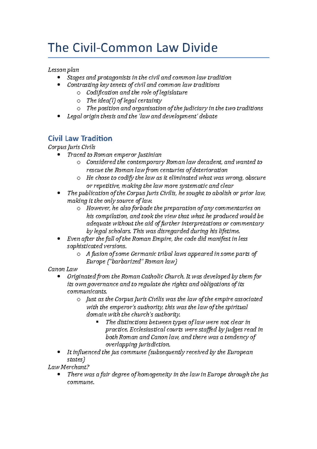 The Civil and Common Law Divide - The Law Divide Lesson plan Stages and ...