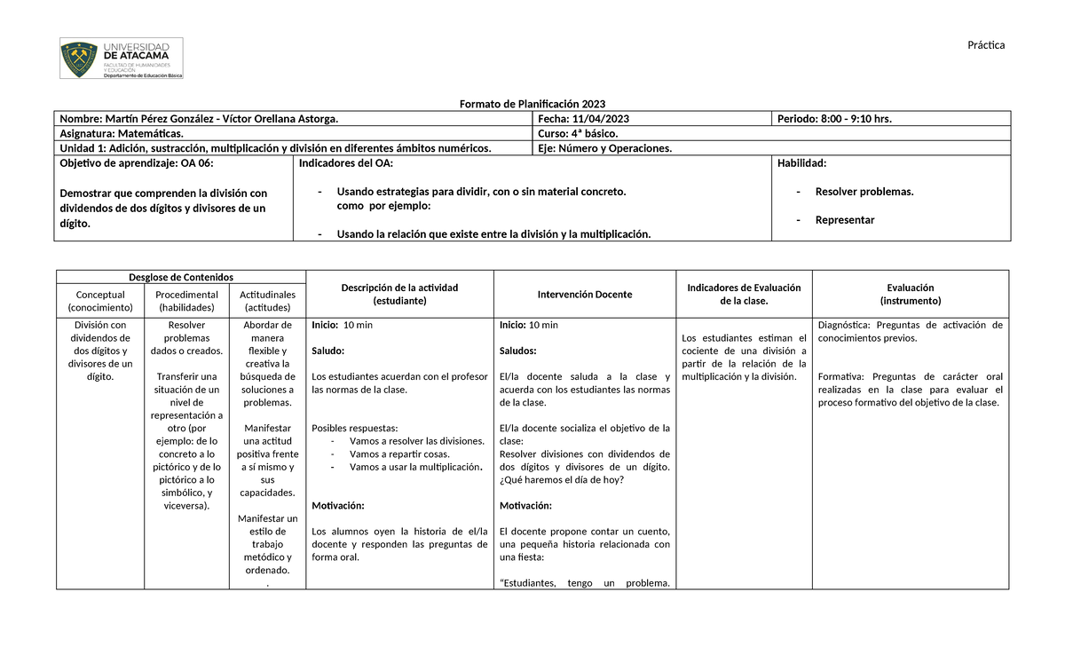 División a partir de la relación multiplicación división - Formato de ...